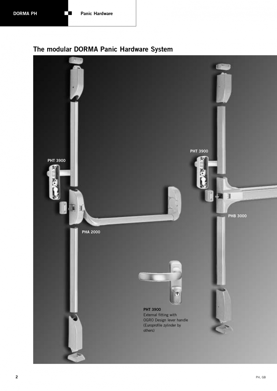 Fisa tehnica Bare antipanica PHA 2000, PHB 3000, PHT 3900 DORMA Bare antipanica DORMA ROMANIA ...