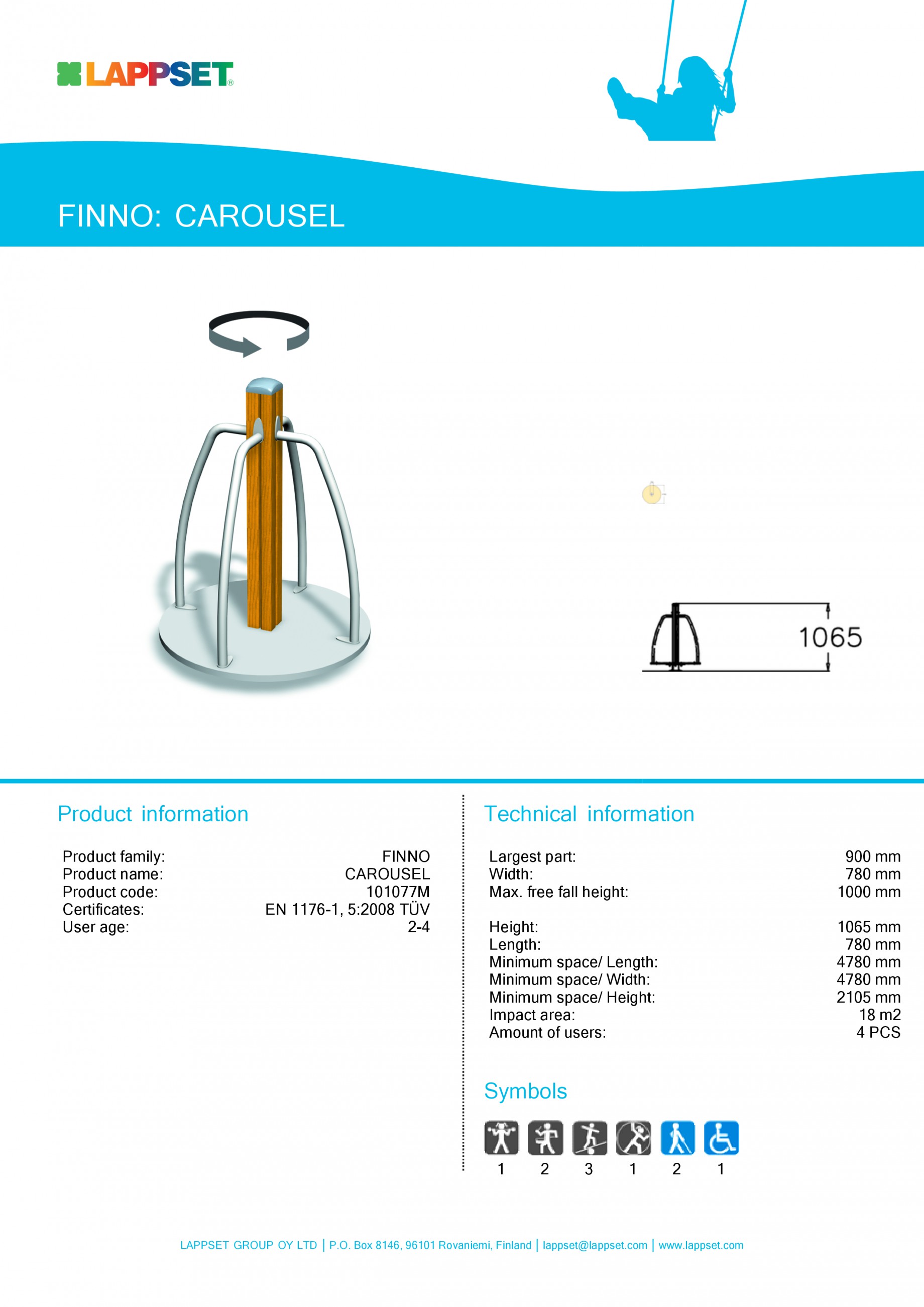 Echipament de joaca pentru copii - CAROUSEL 101077M LAPPSET NEW FINNO ...