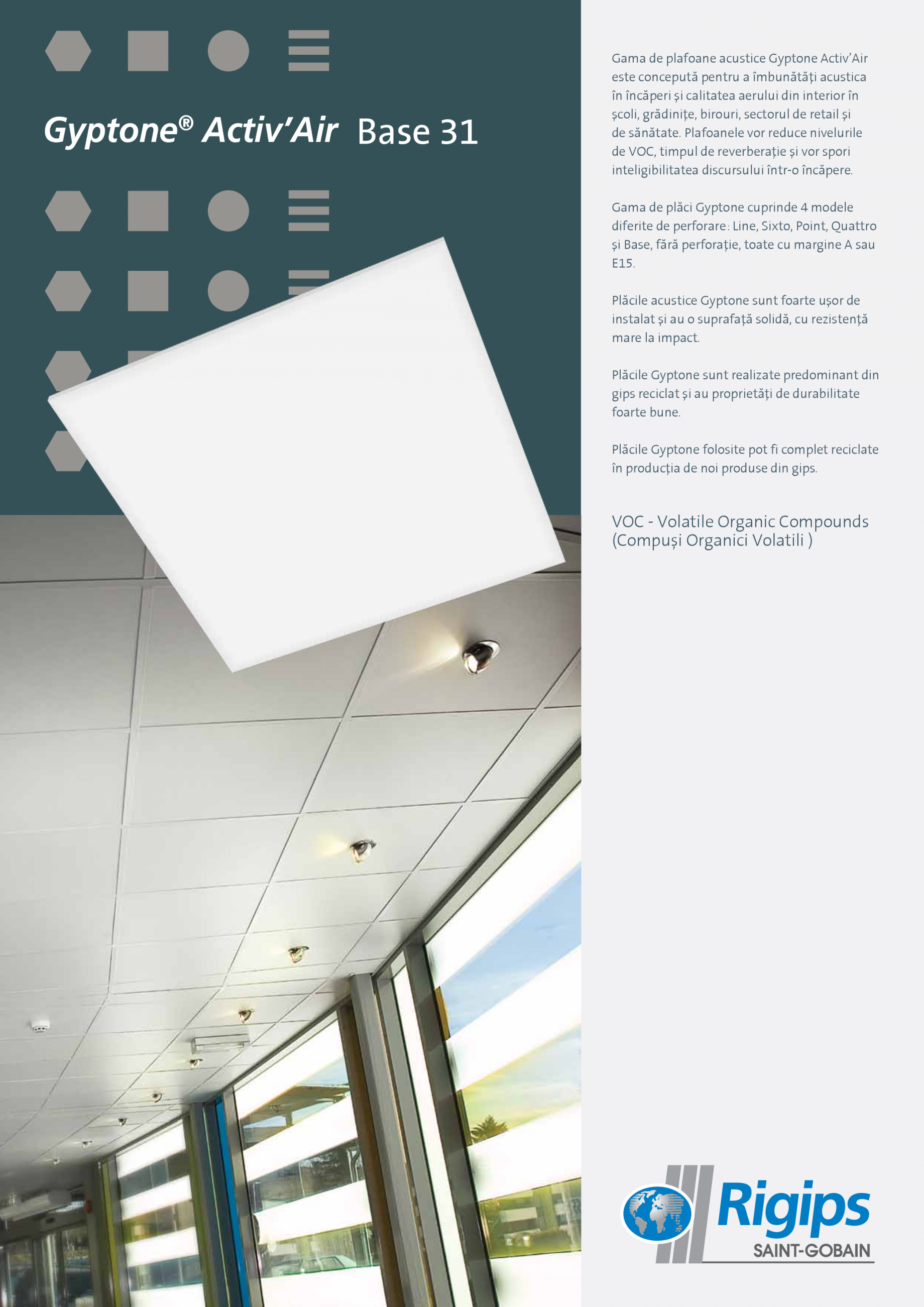 Plafoane acustice - ActivAir- Tile Base Saint-Gobain Rigips Gyptone ...