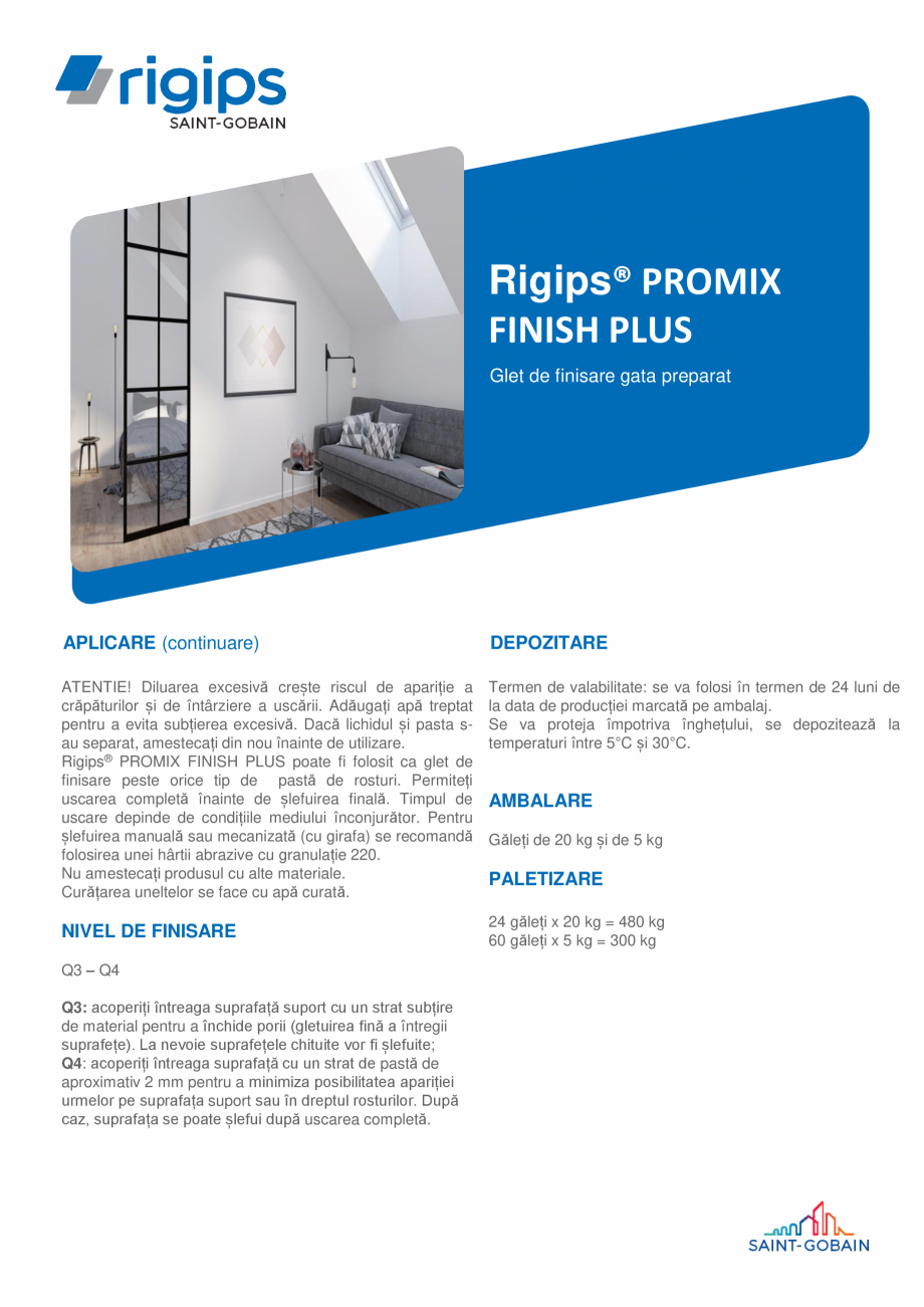 Glet de finisare gata preparat Saint-Gobain Rigips Rigips® PROMIX ...