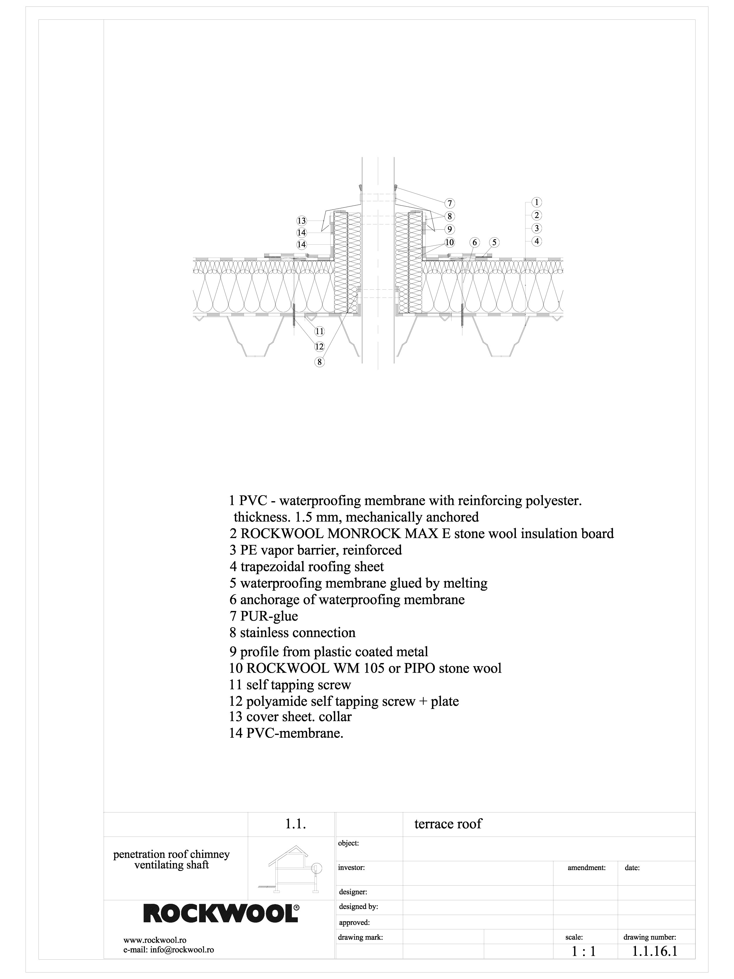 CAD-DWG Termoizolarea teraselor - detaliu strapungere de ventilatie ...
