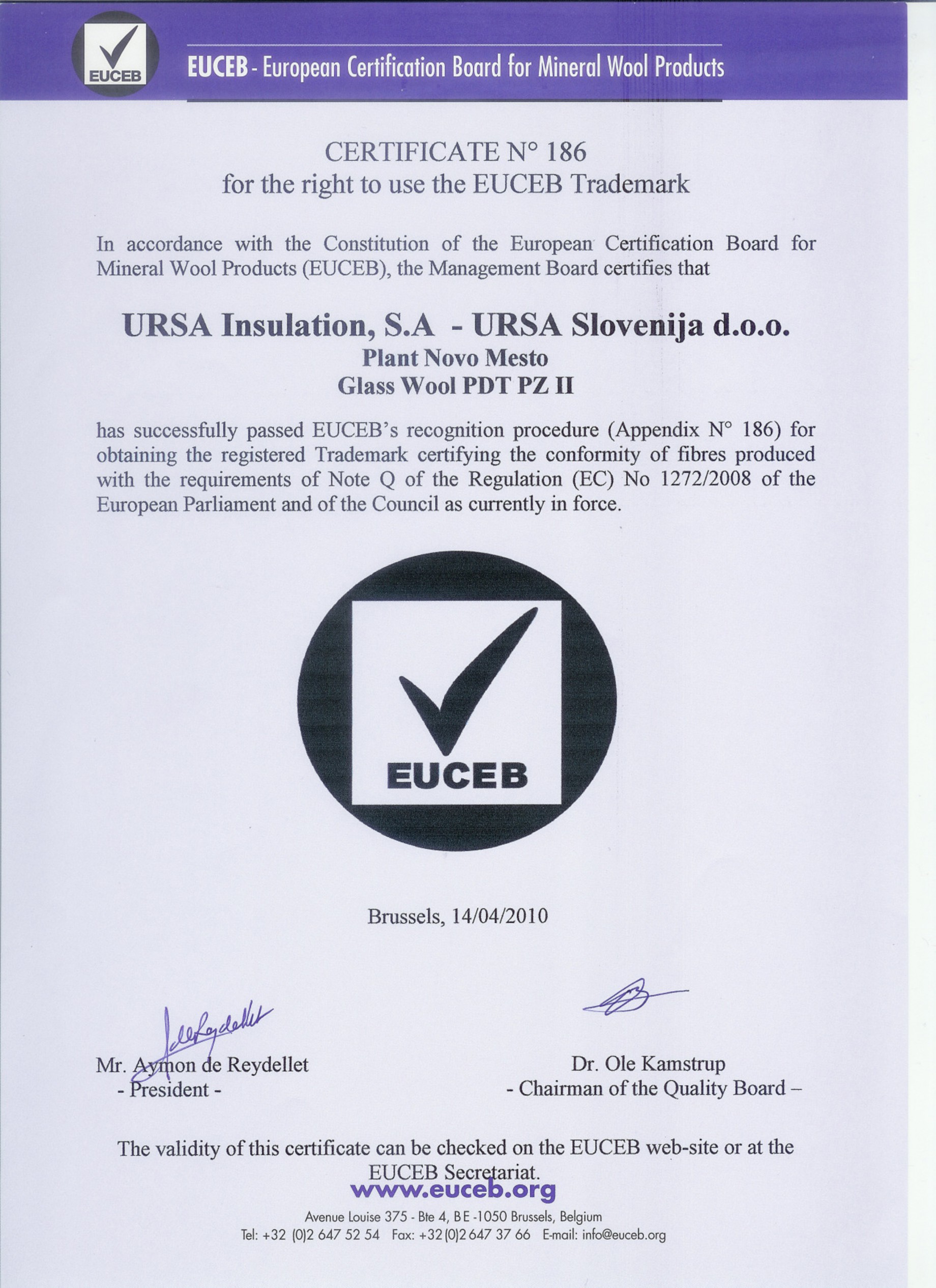 Certificat EUCEB Certificare produs Engleza
