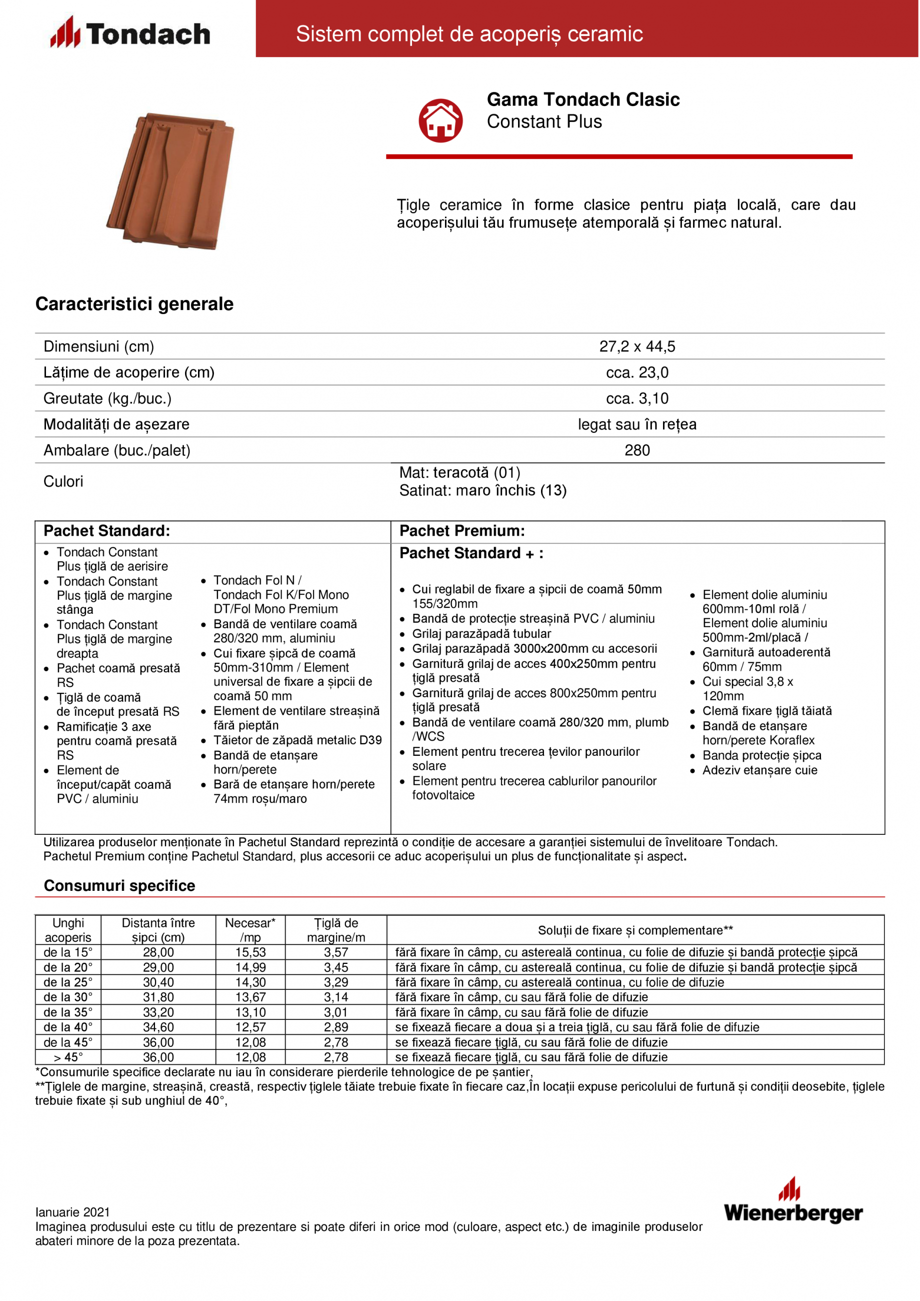 Tigla ceramica TONDACH Constant Plus Fisa tehnica Romana