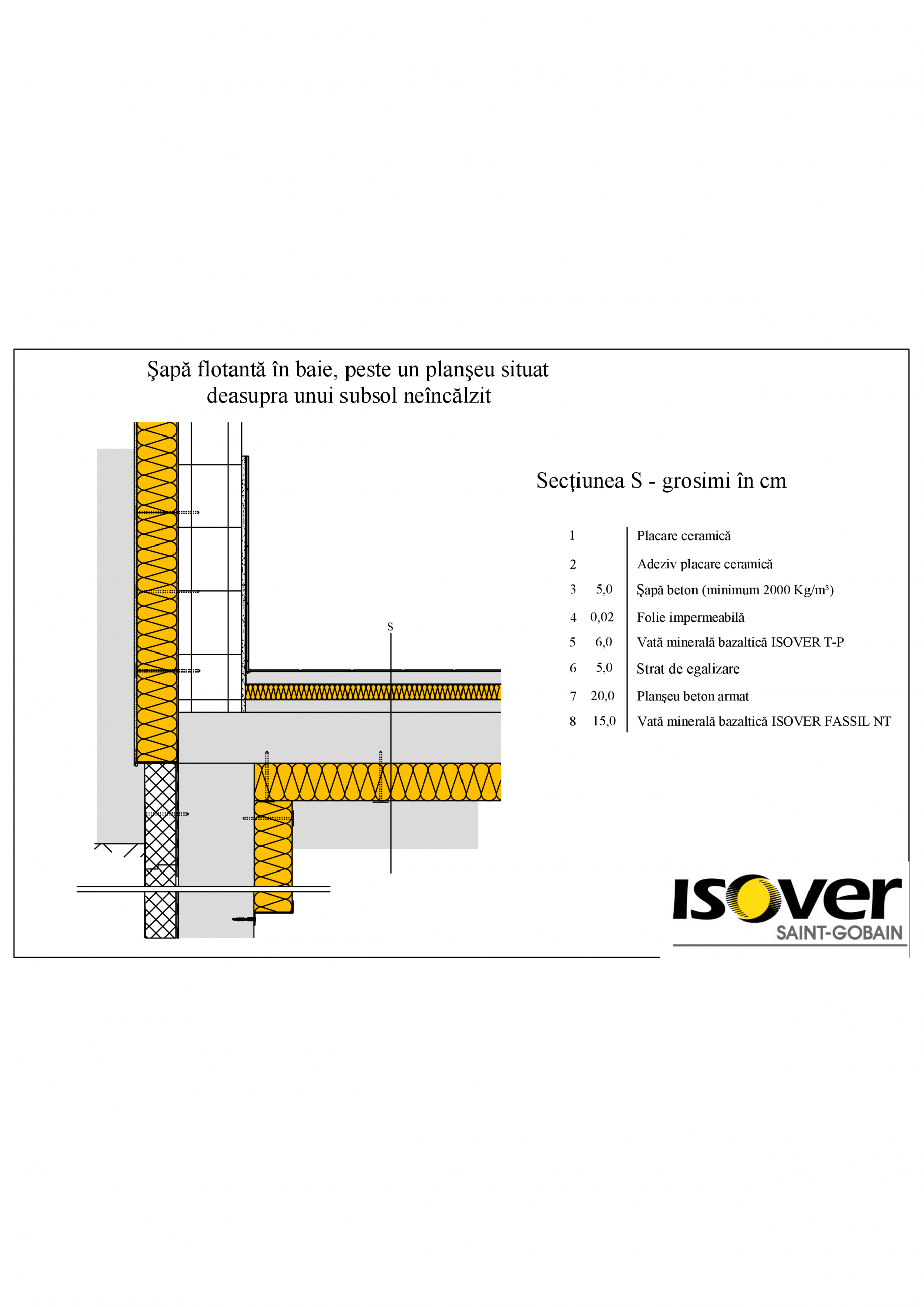 CAD-PDF Sapa flotanta in baie, peste un planseu situat deasupra unui ...
