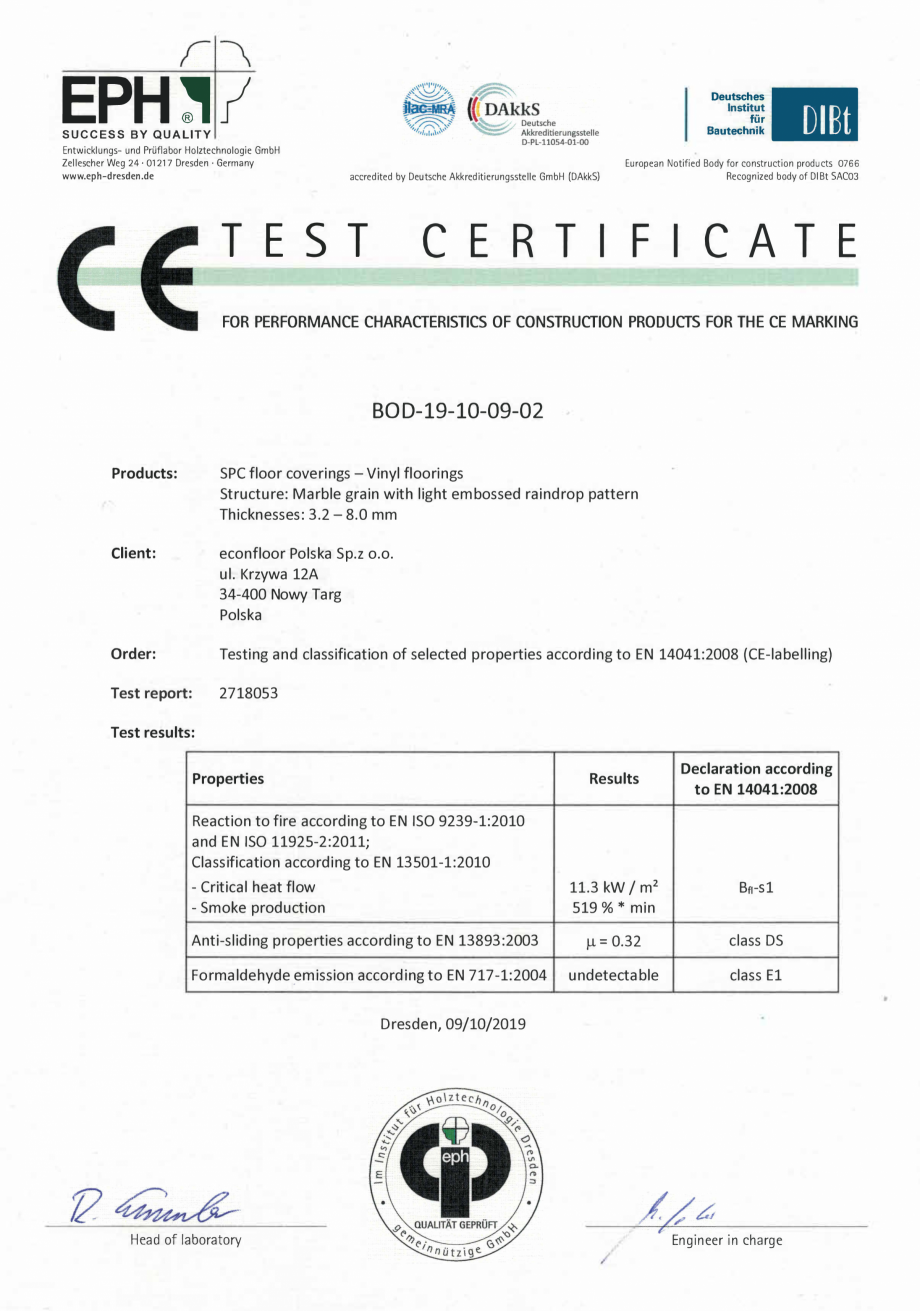 Certificat 08012020 Econfloor Certificare produs Engleza