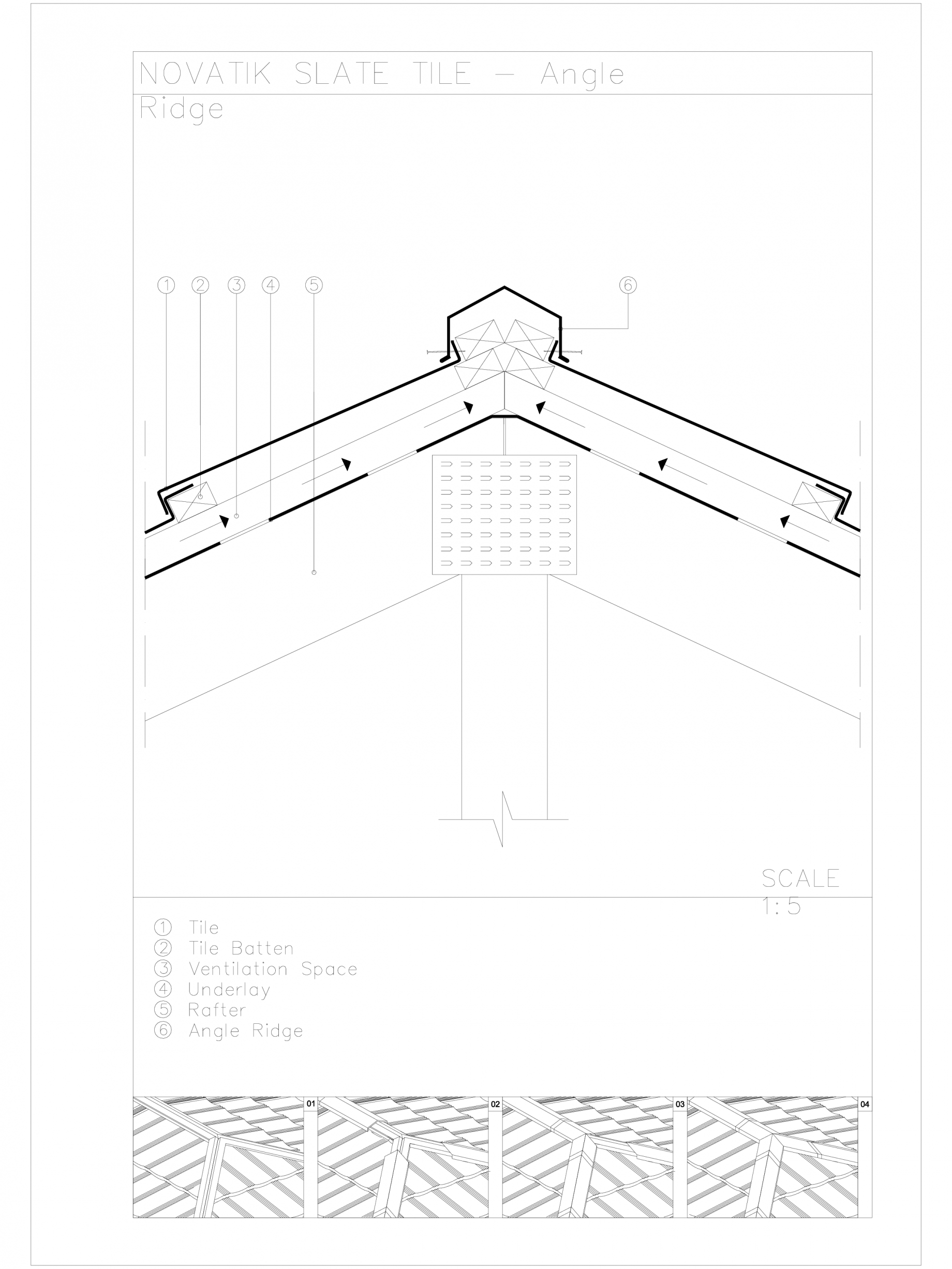 CAD-DWG Novatik Slate Tile _ 04 Ridge_Angle NOVATIK | METAL Detaliu de ...