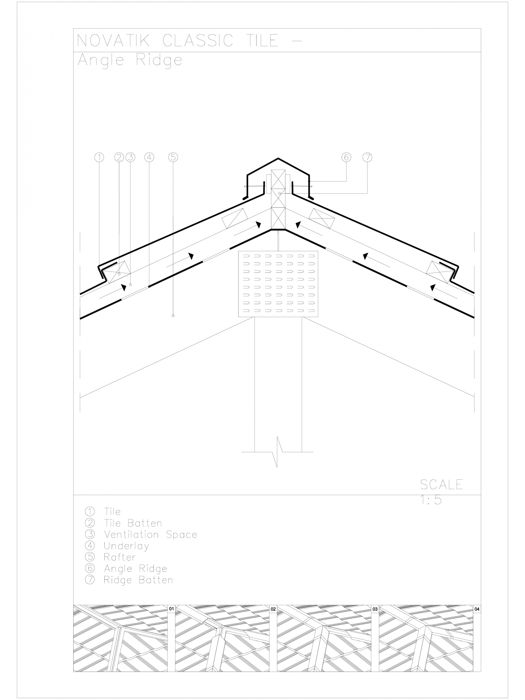 CAD-DWG Novatik Classic Tile - Ridge Angle Novatik NATURA Detaliu de produs