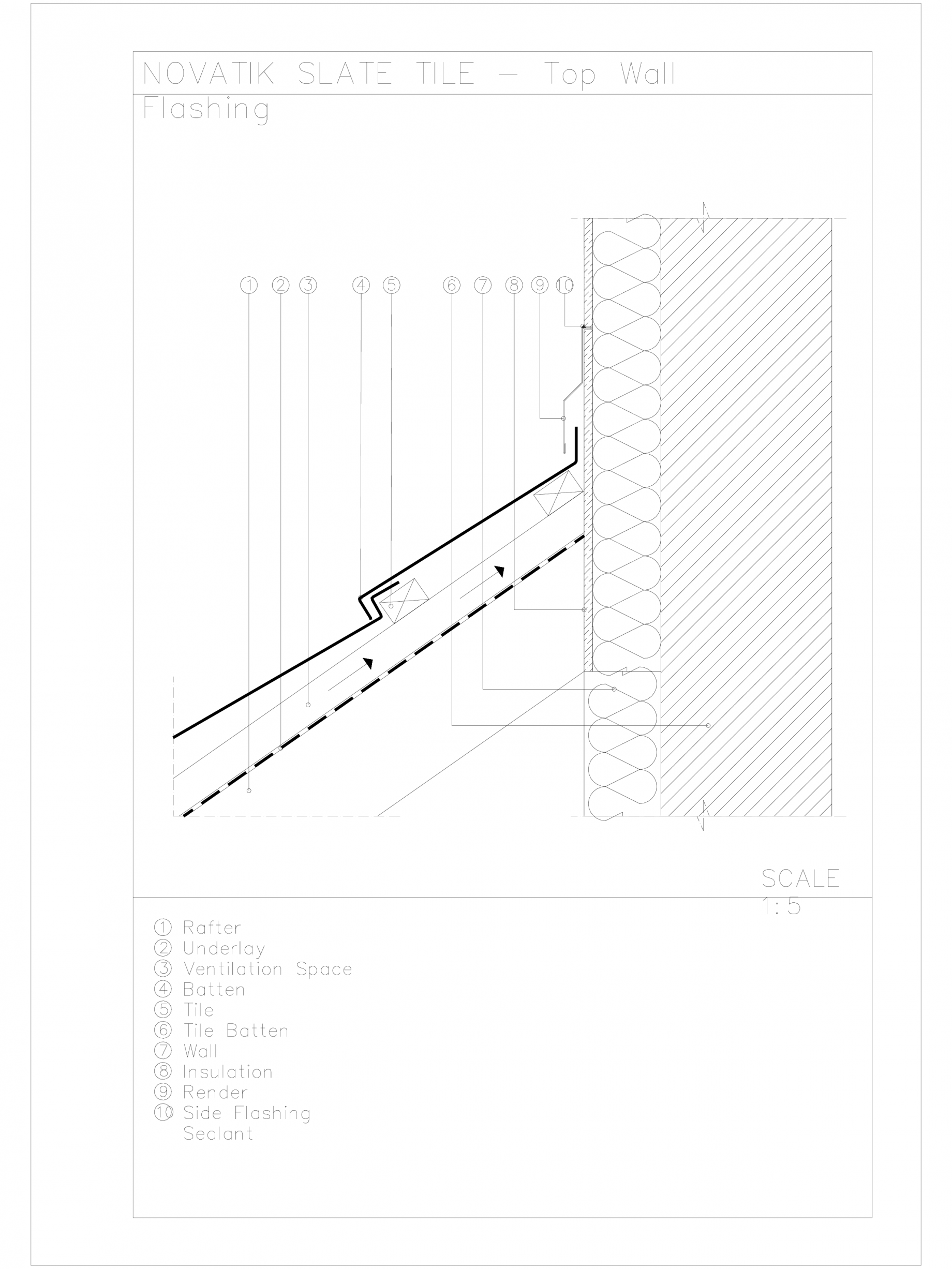 CAD-DWG Novatik Slate Tile - Wall Flashing 2 Novatik NATURA Detaliu de ...