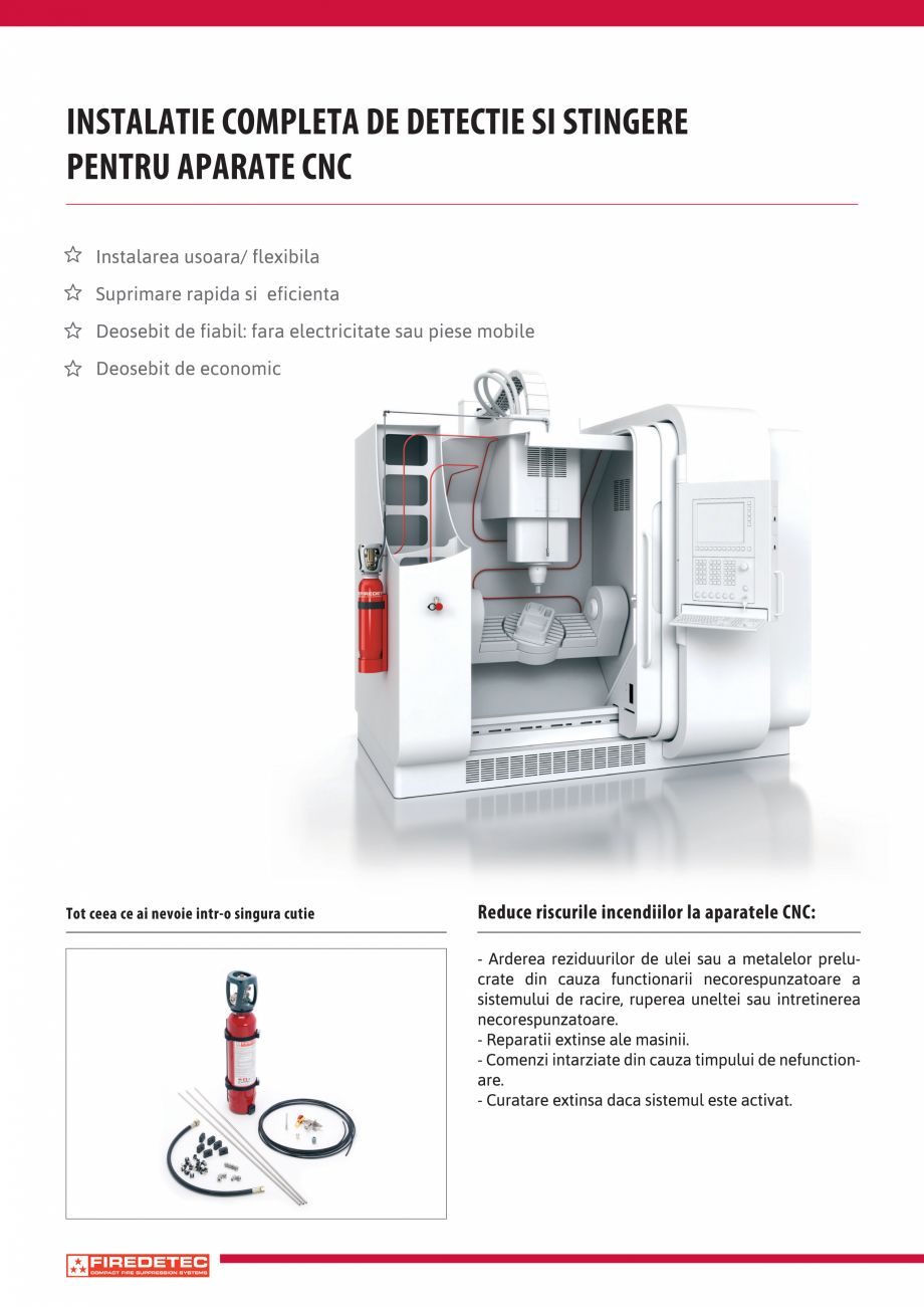 Instalatie completa de detectie si stingere pentru aparate CNC TEHNIC ...