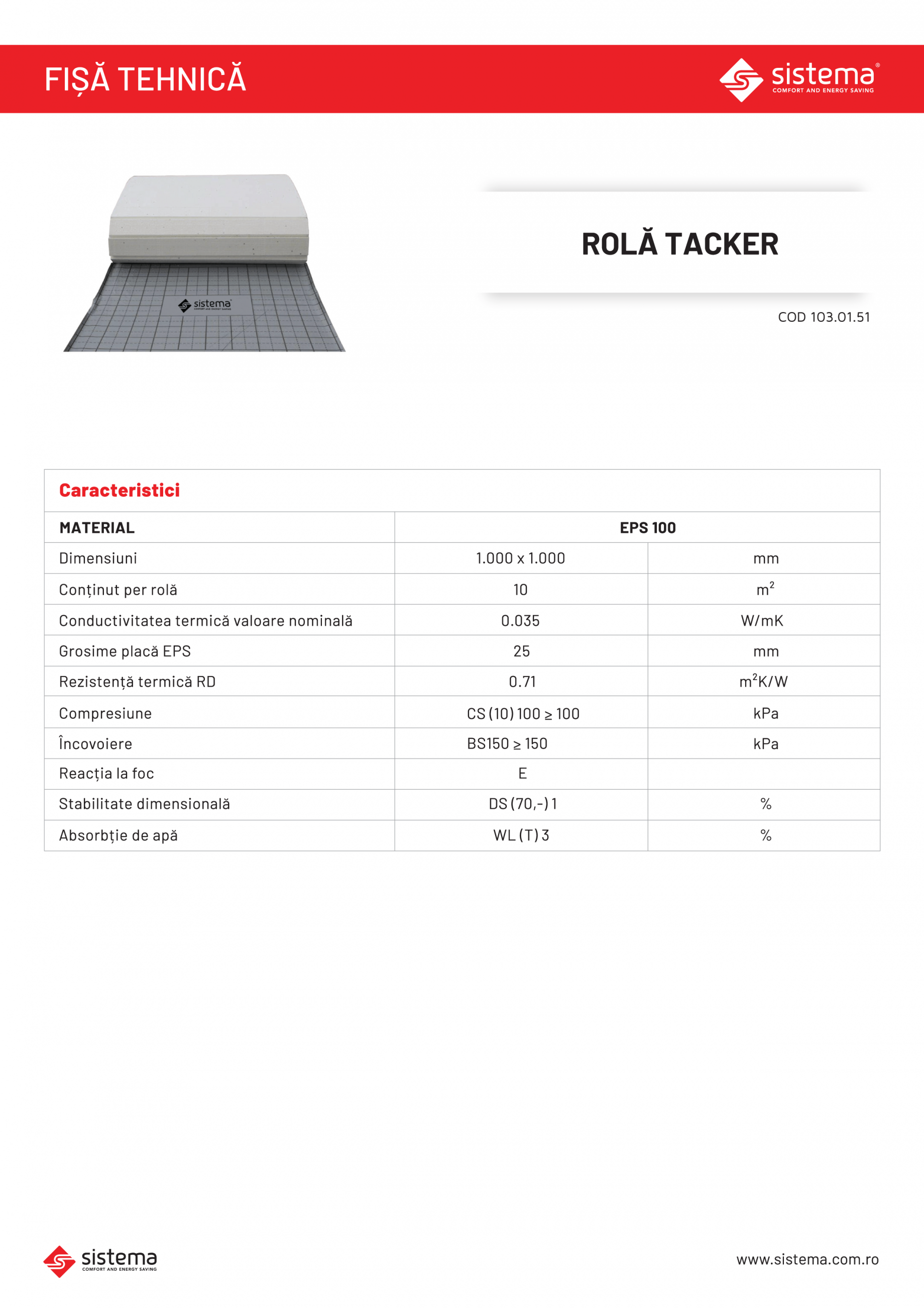 Rola Tacker SISTEMA Fisa tehnica Romana