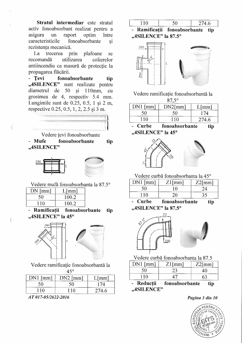 Agrement tehnic pentru tevi si fitinguri fonoabsorbante din PVC-U tip ...