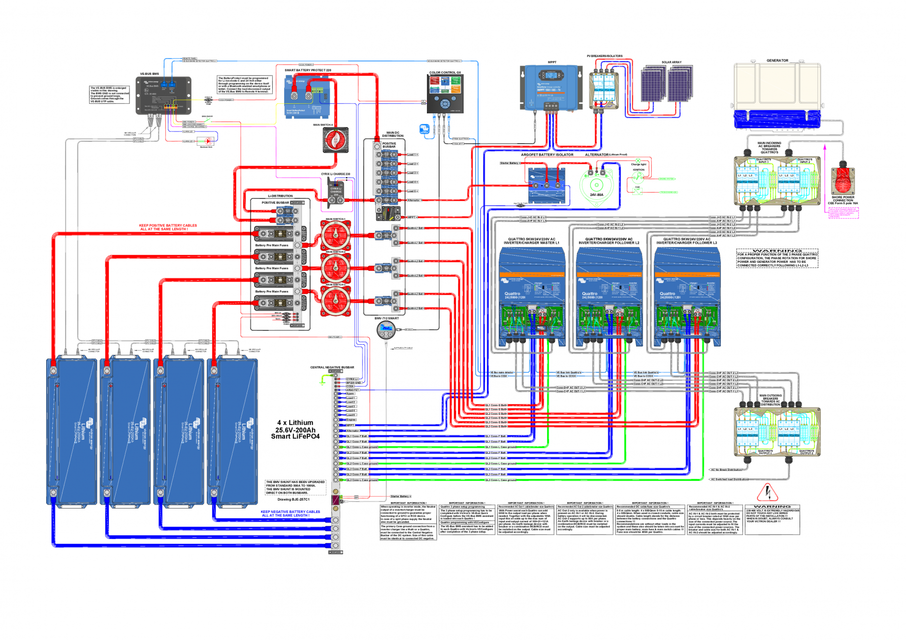 Schema sistemului - 3-Phase-VE-Bus-BMS -5-pin cu -3xQuattro si 4x200Ah ...