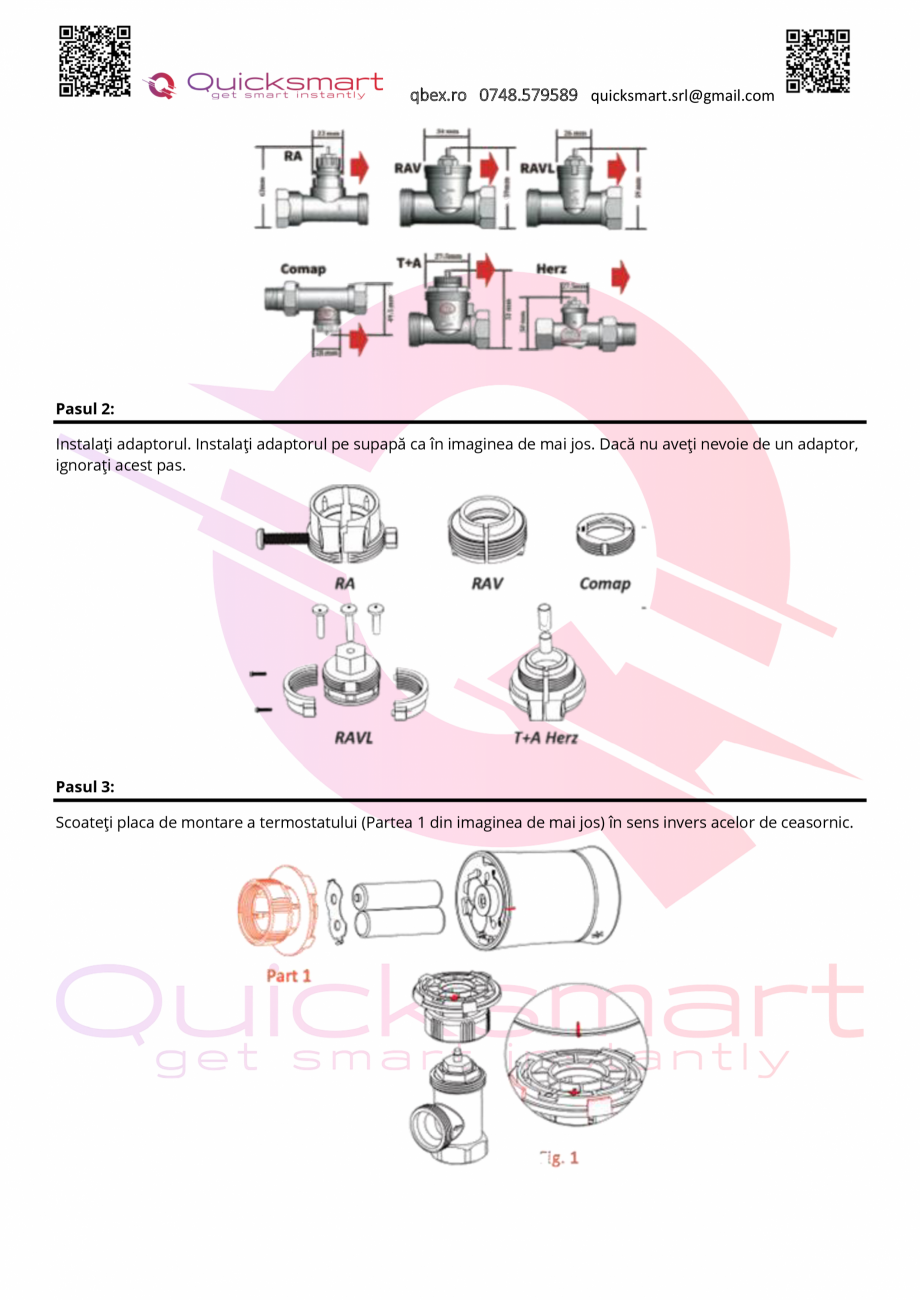 Manual cap Termostatat QTV QUICKSMART Cap QTV, Kit automatizare QTV 5 ...