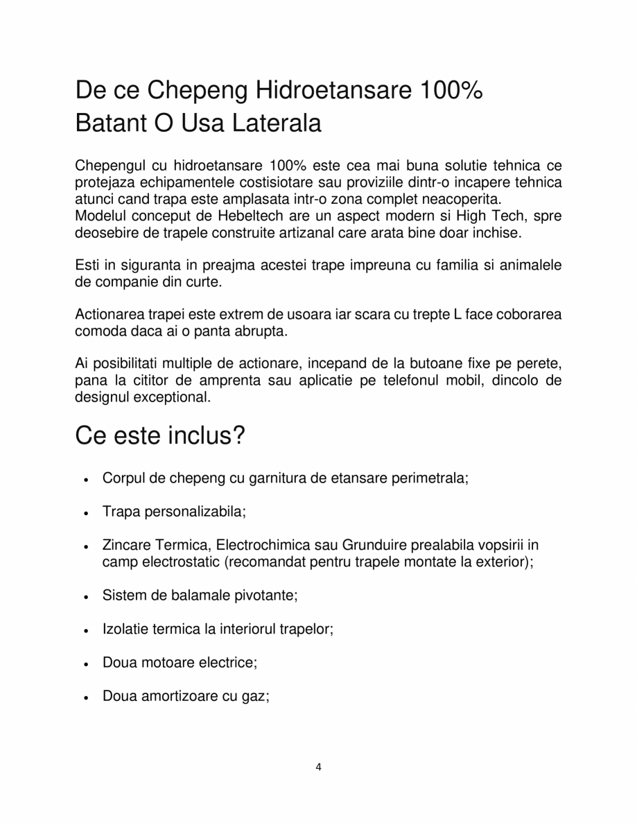 Chepeng hidroetansare 100% batant cu o usa laterala – Metalic Hebeltech ...