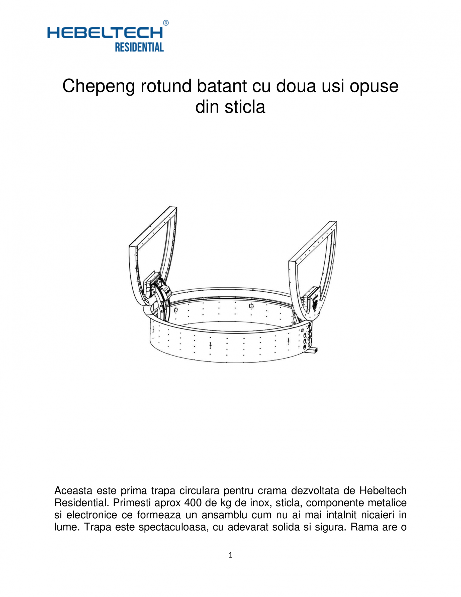 Chepeng rotund batant cu doua usi opuse din sticla Hebeltech Catalog ...