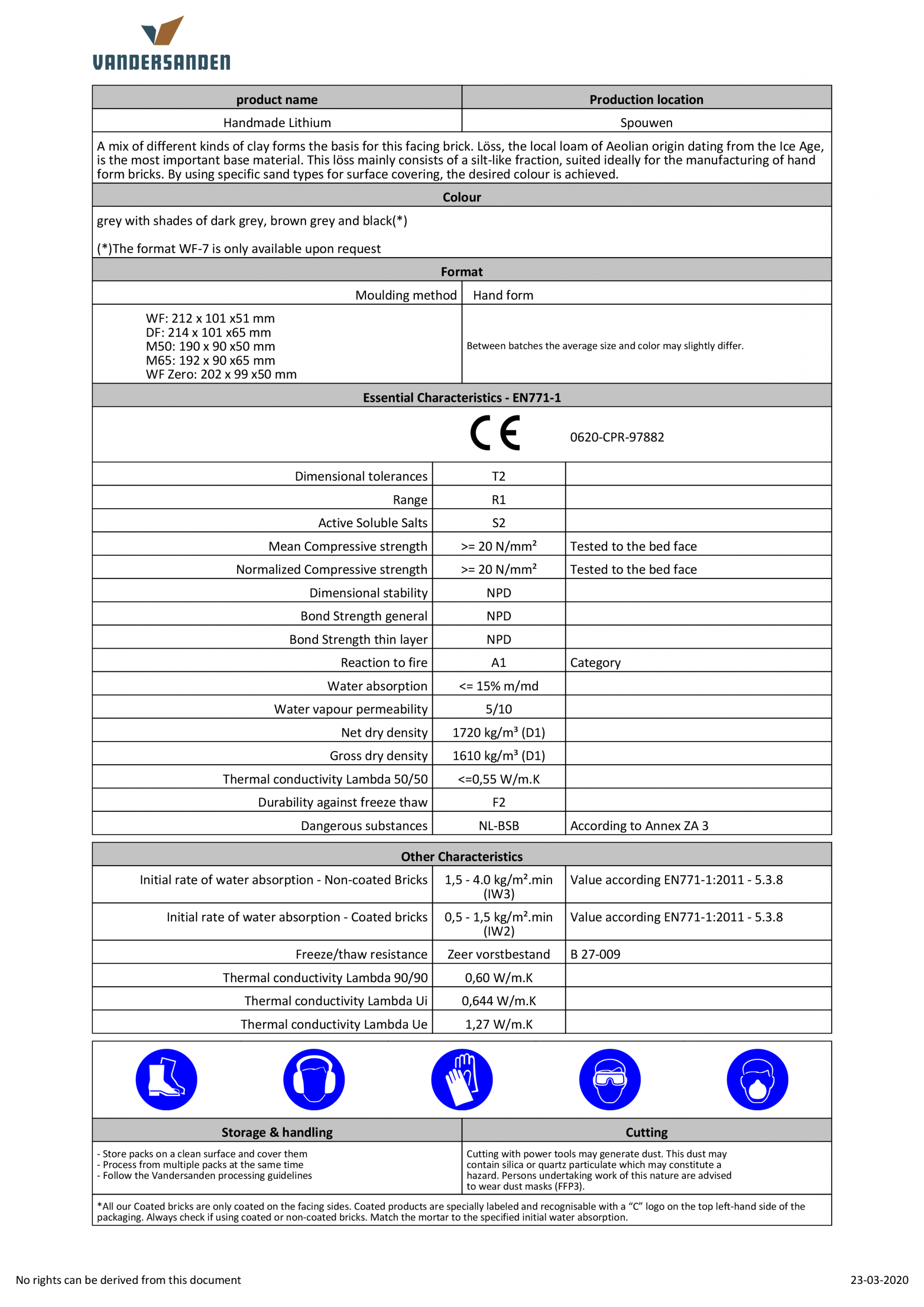 Caramida aparenta klinker - Lithium Amedio Ideas SM65 Fisa tehnica Engleza