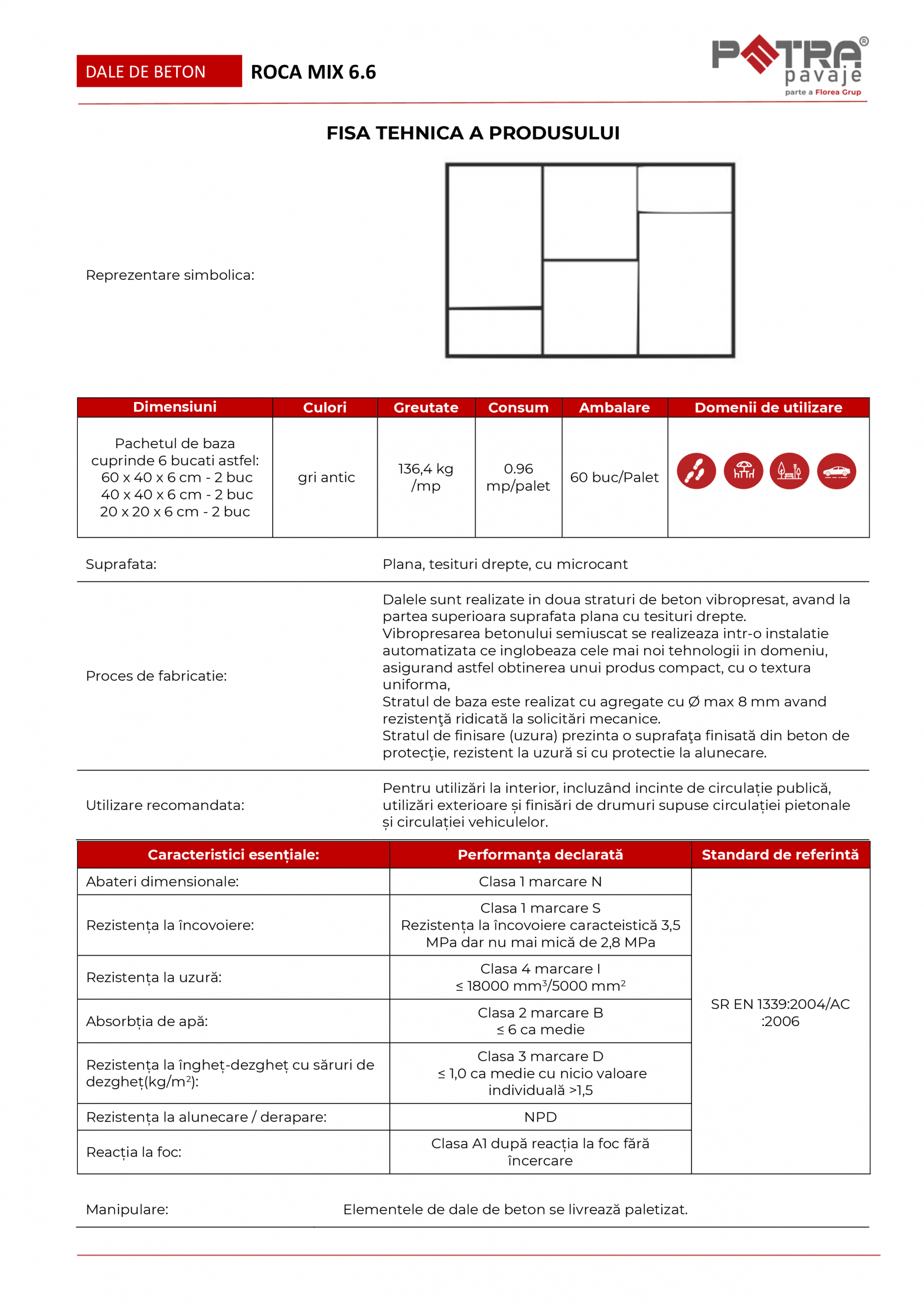 Fisa tehnica pavaj ROCA MIX 6.6-gri antic Petra Pavaje Fisa tehnica Romana