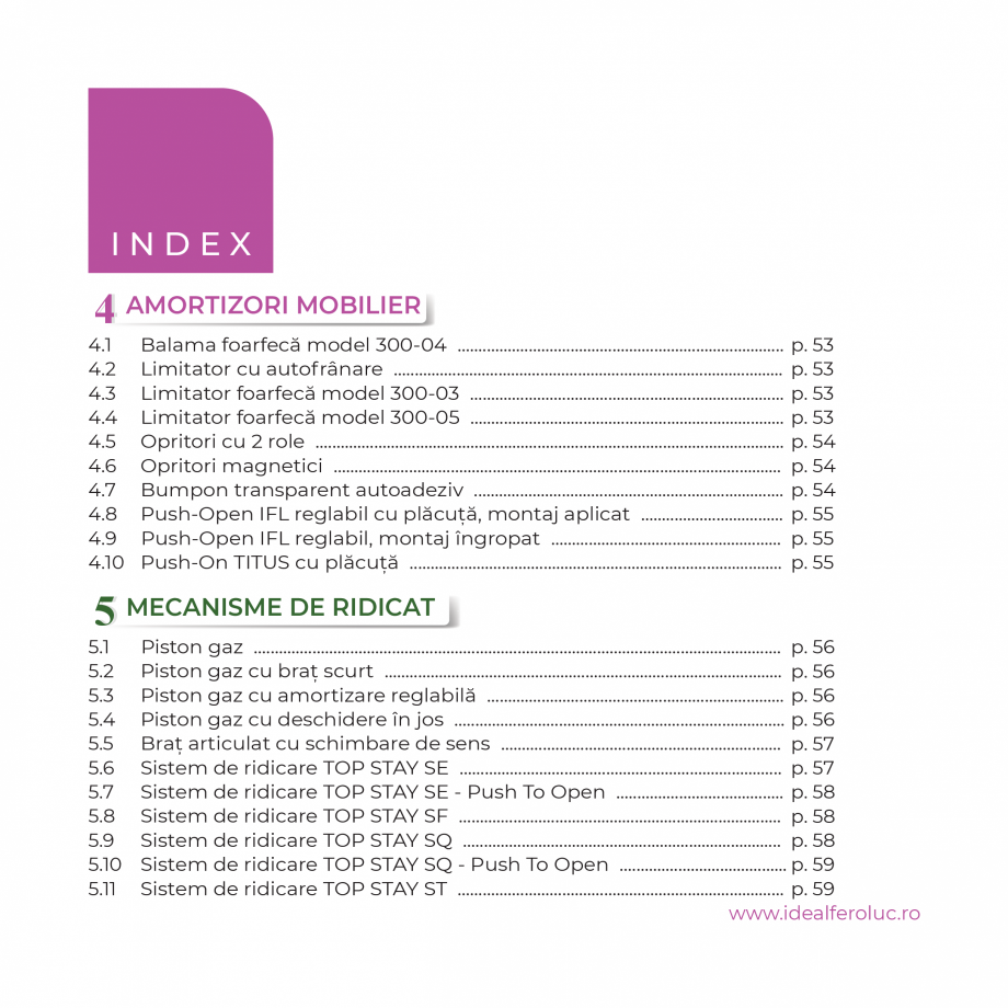 Catalog elemente de imbinare mobilier Catalog, brosura Romana