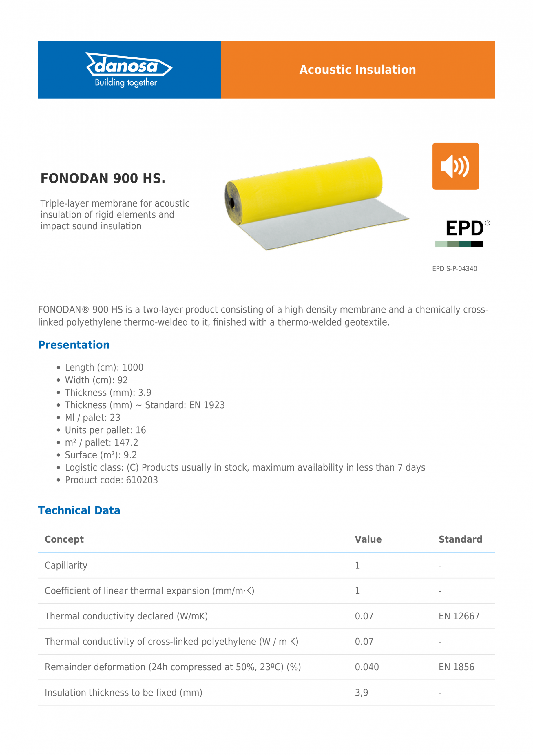 Membrana fonoizolanta pentru izolare acustica DANOSA FONODAN 900 HS ...