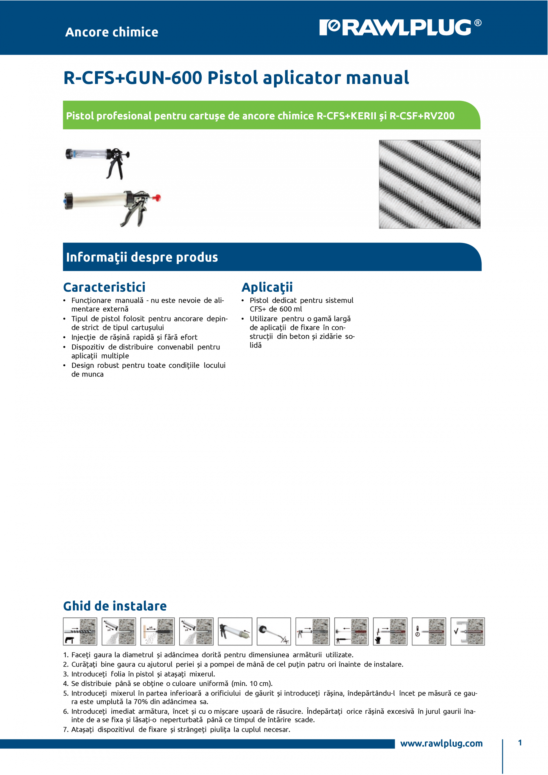 Pistol profesional pentru cartuse de ancore chimice R-CFS+KERII si R ...