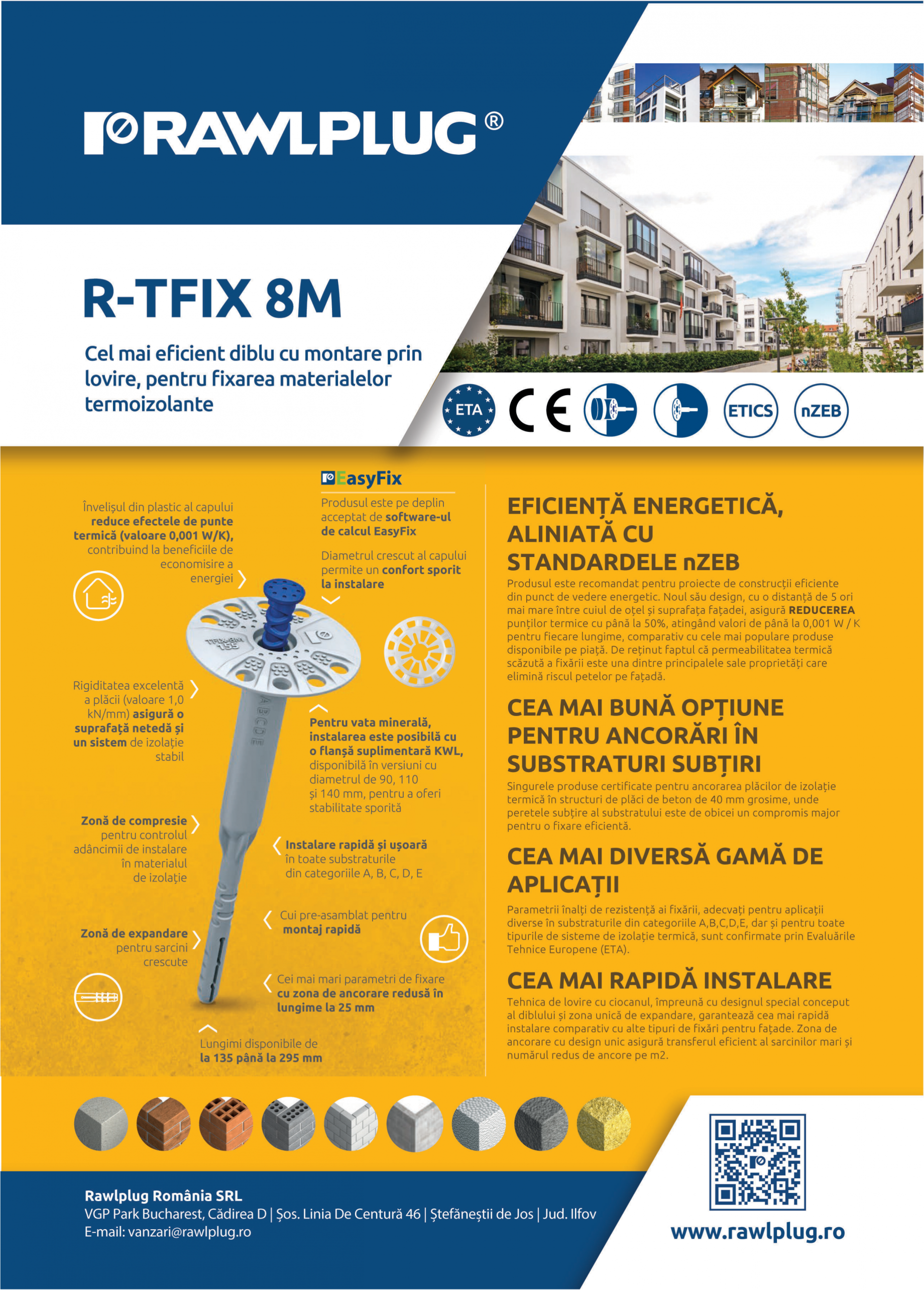 Diblu premium cu cui metalic RAWLPLUG R-TFIX-8M Catalog, brosura Romana