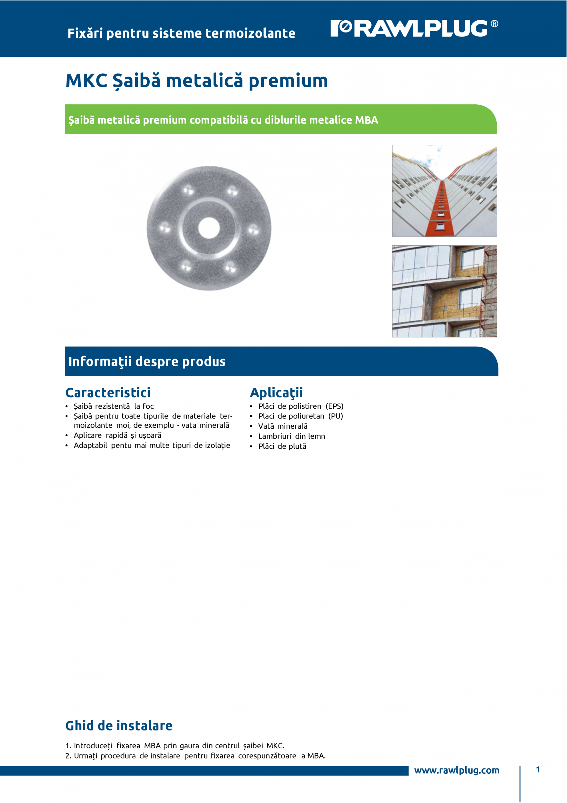 Saiba metalica compatibila cu diblurile metalice MBA RAWLPLUG MKC Fisa ...