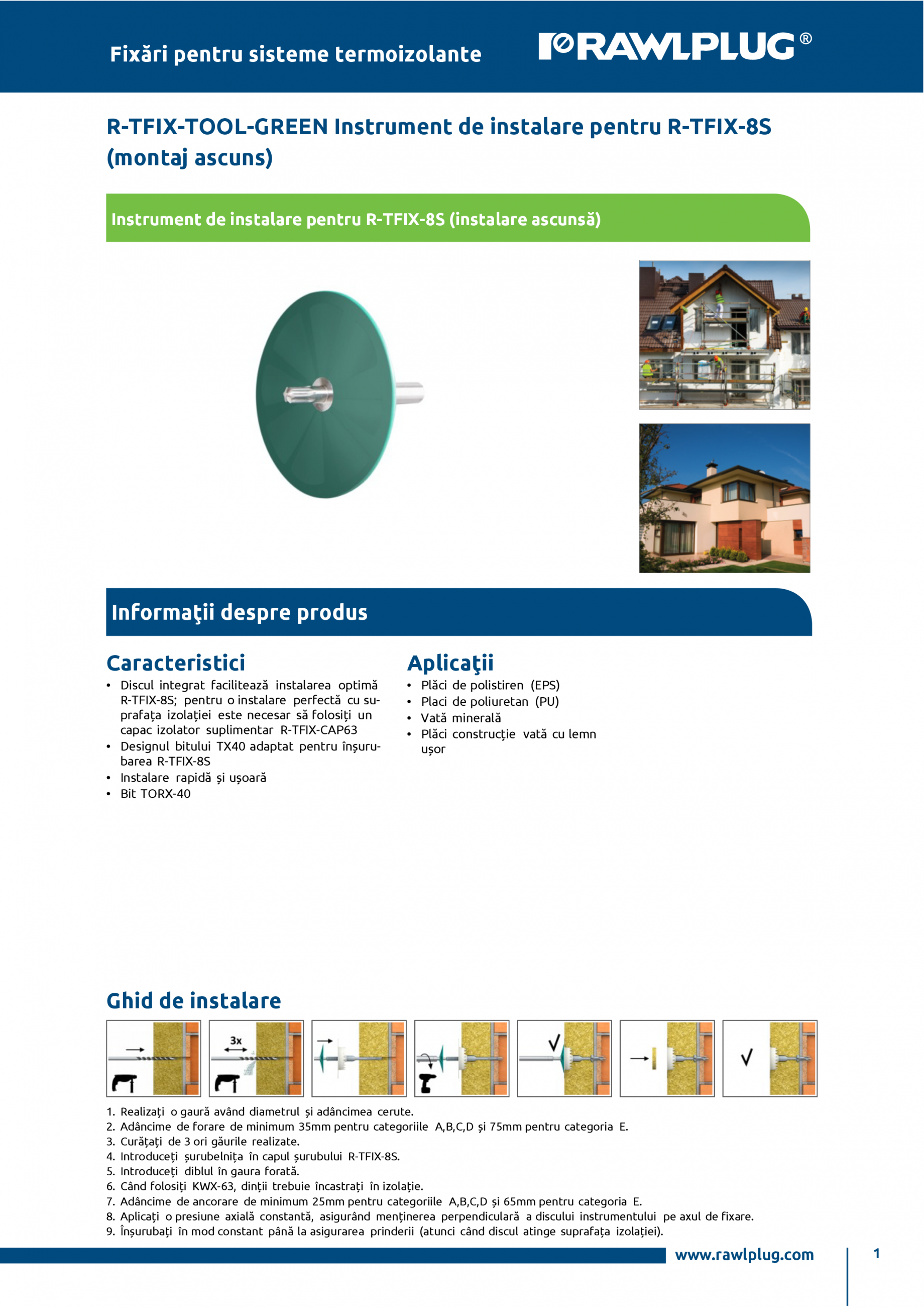 Instrument de instalare pentru R-TFIX-8S (montaj ascuns) RAWLPLUG R ...