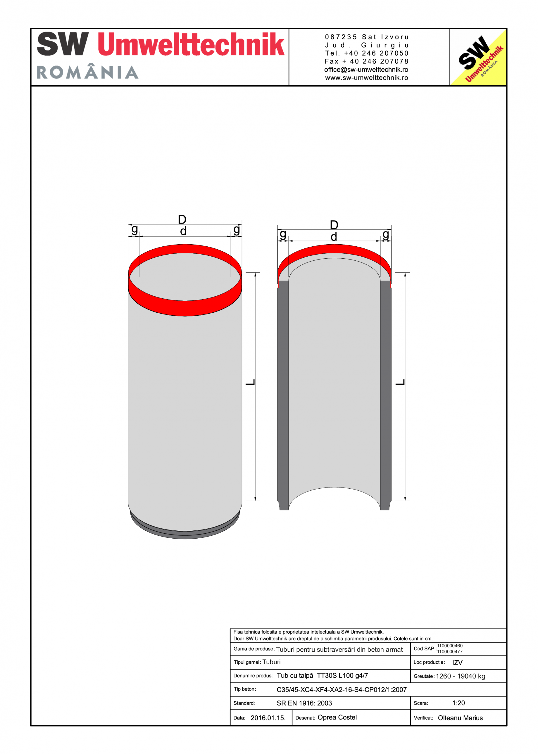 CAD-PDF Plan deneral tub subtraversare SW UMWELTTECHNIK Detaliu de ...