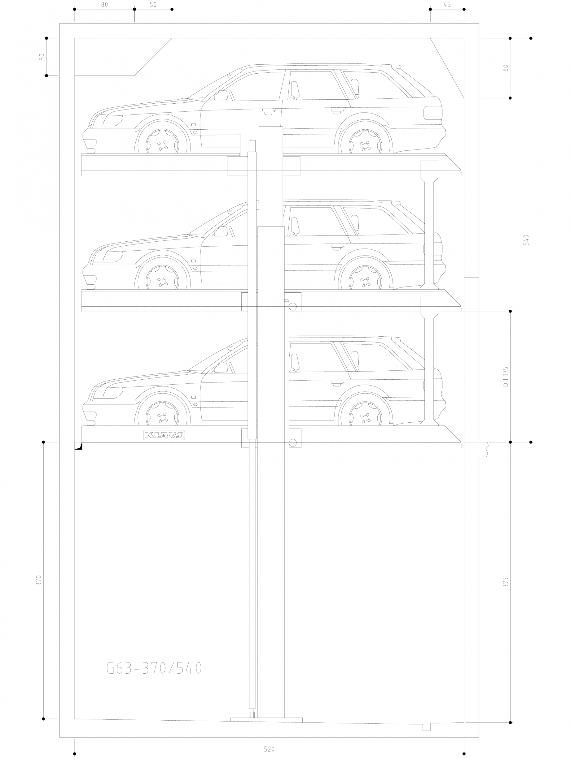 CAD-DWG Sistem de parcare hidraulic - 370-540 SA M KLAUS Detaliu de produs MULTIBASE G63