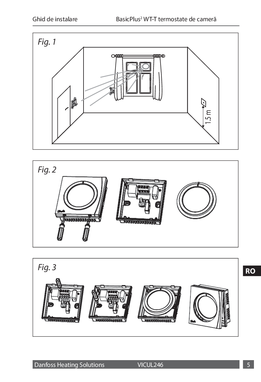 Ghid de instalare - BasicPlus2 WT-T termostate de camera DANFOSS BASICPLUS2 WT-T, BASICPLUS2 WT ...