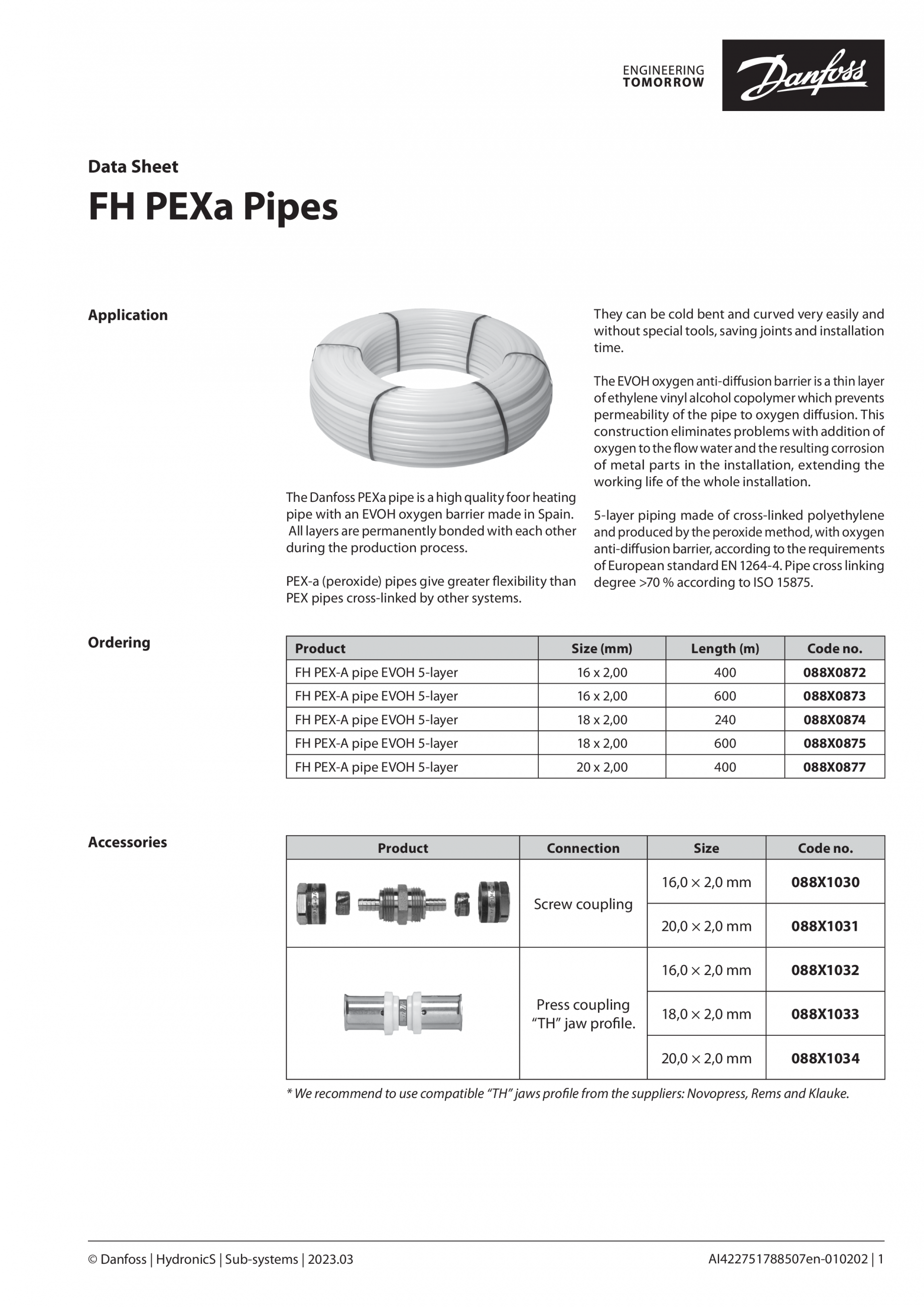 Conducte PEX DANFOSS PEX-A EVOH 5 Layer 16x2.0 600m , PEX-A EVOH 5 ...