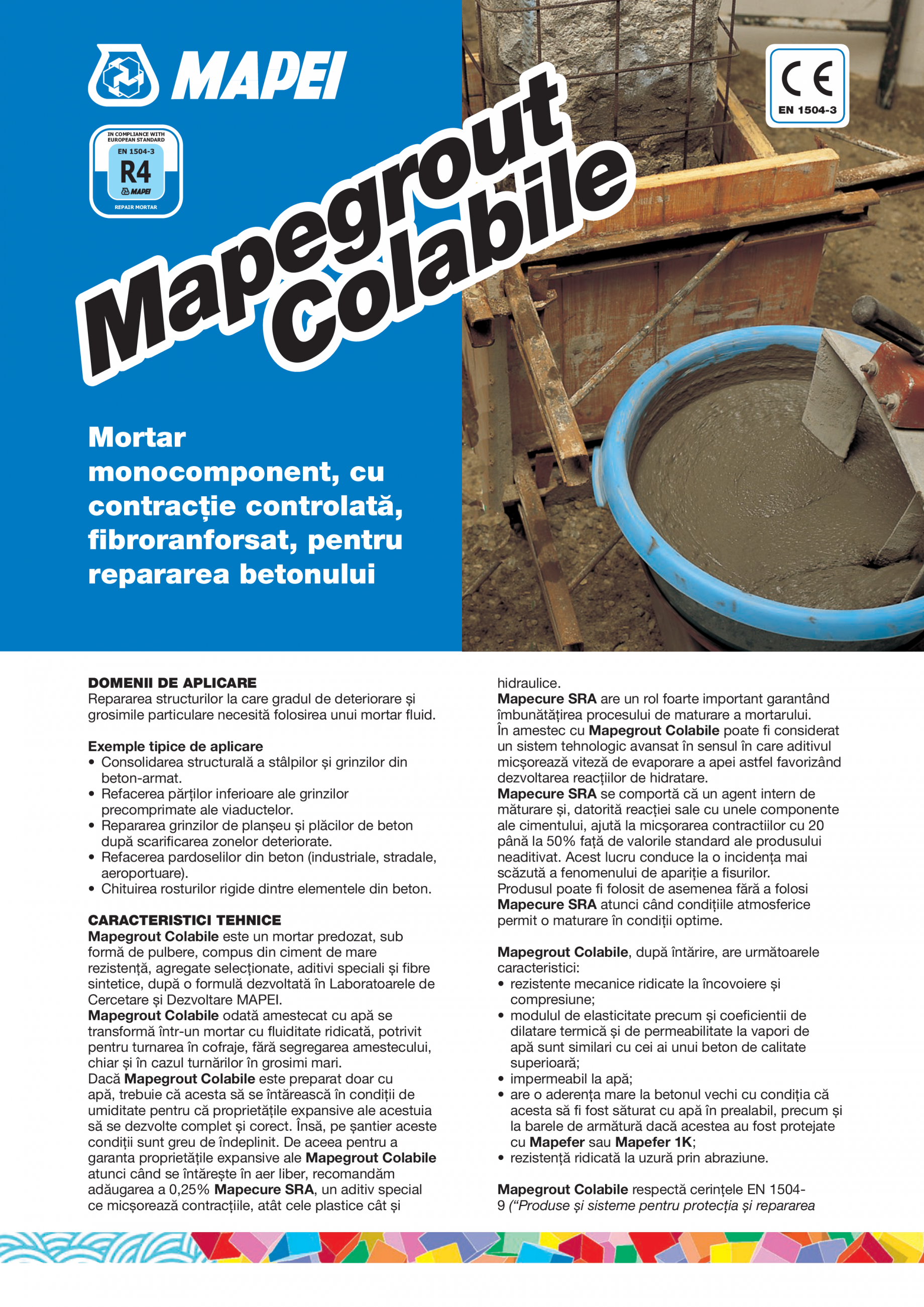Mortar monocomponent, cu contracție controlată, fibroranforsat, pentru ...