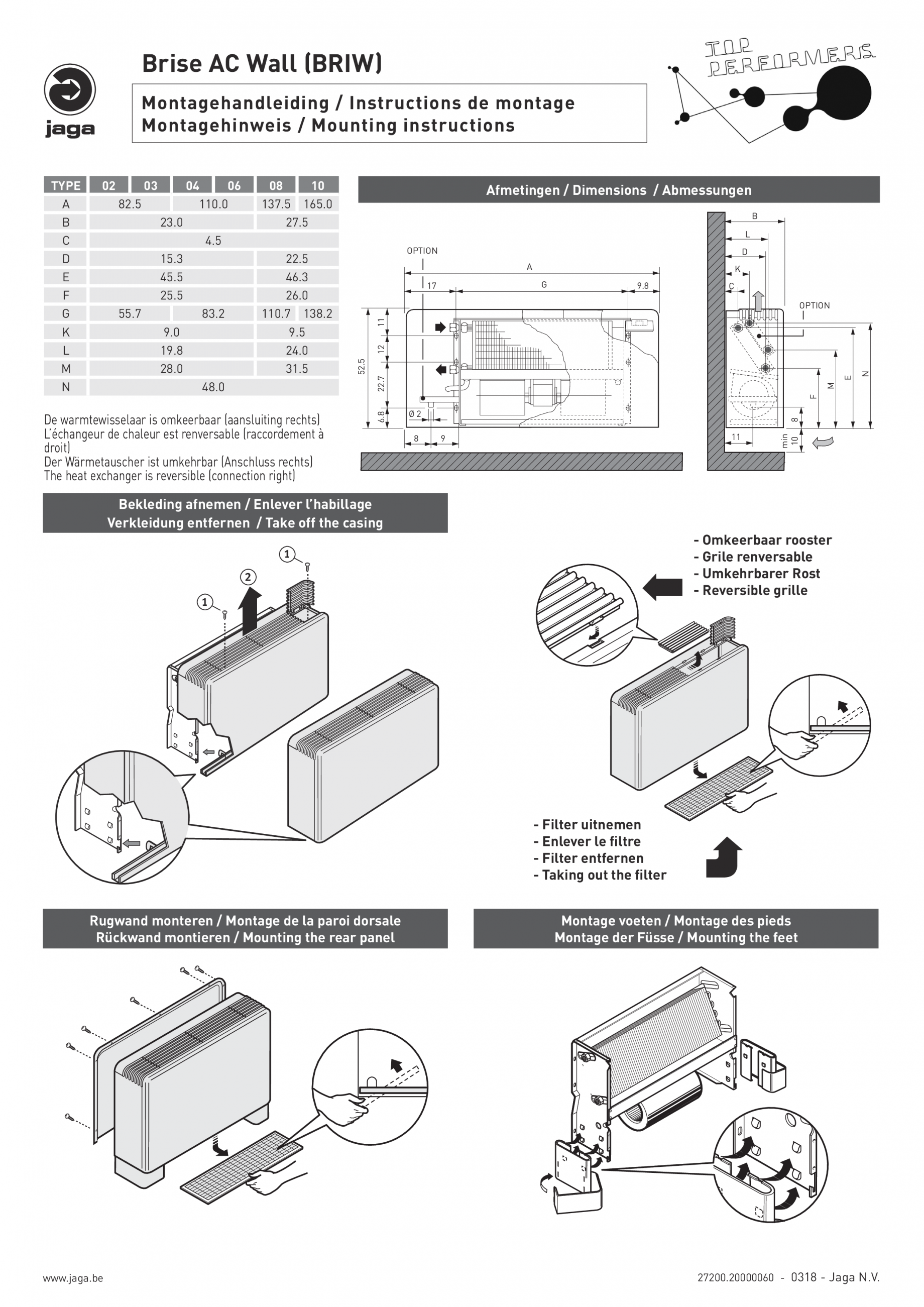 Ventiloconvector de perete - BRIW JAGA BRISE Instructiuni montaj ...