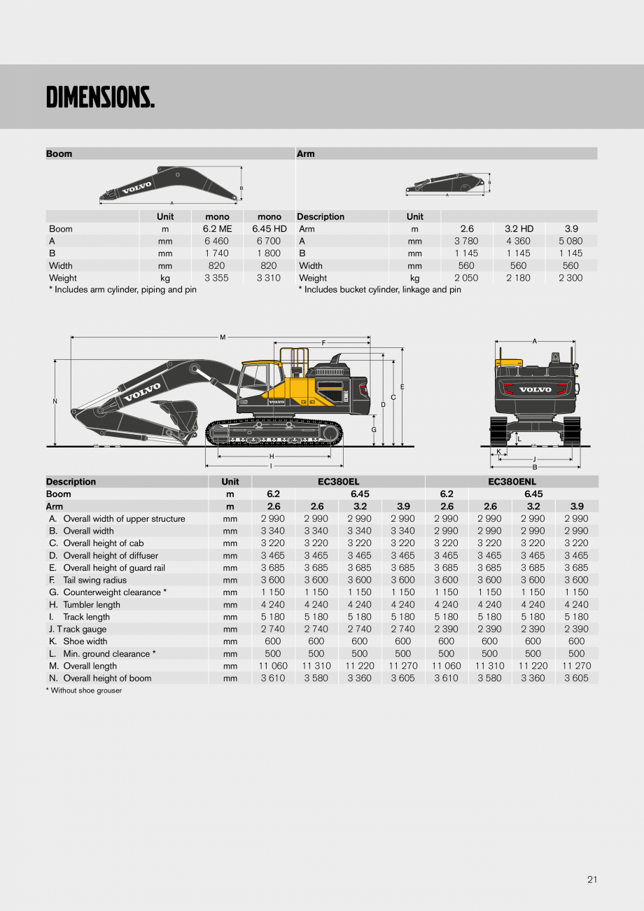 Fisa tehnica Excavator pe senile EC380E VOLVO Excavatoare Volvo ...