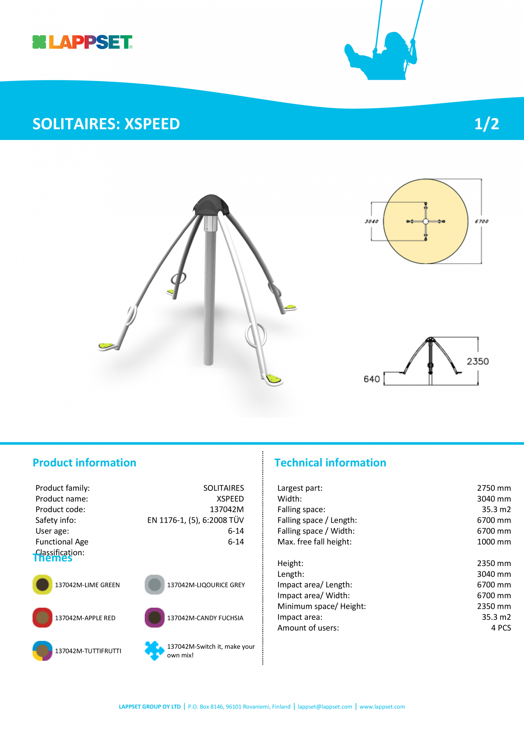 Echipament de joaca pentru copii XSPEED 137042M LAPPSET CLOXX Fisa ...