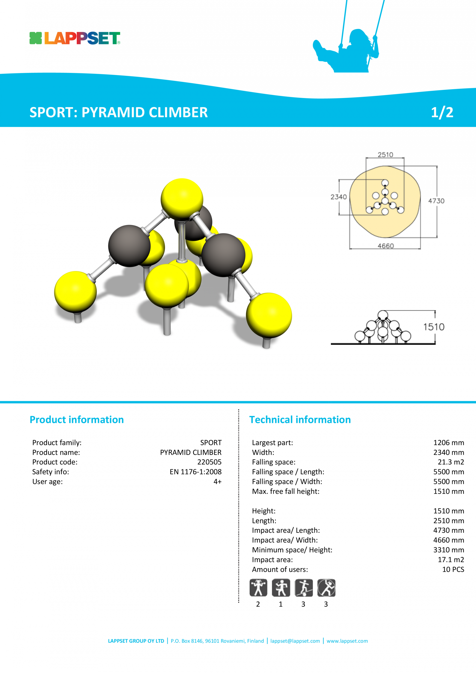 Echipament de catarat PYRAMID CLIMBER 220505 LAPPSET CLOXX Fisa tehnica ...