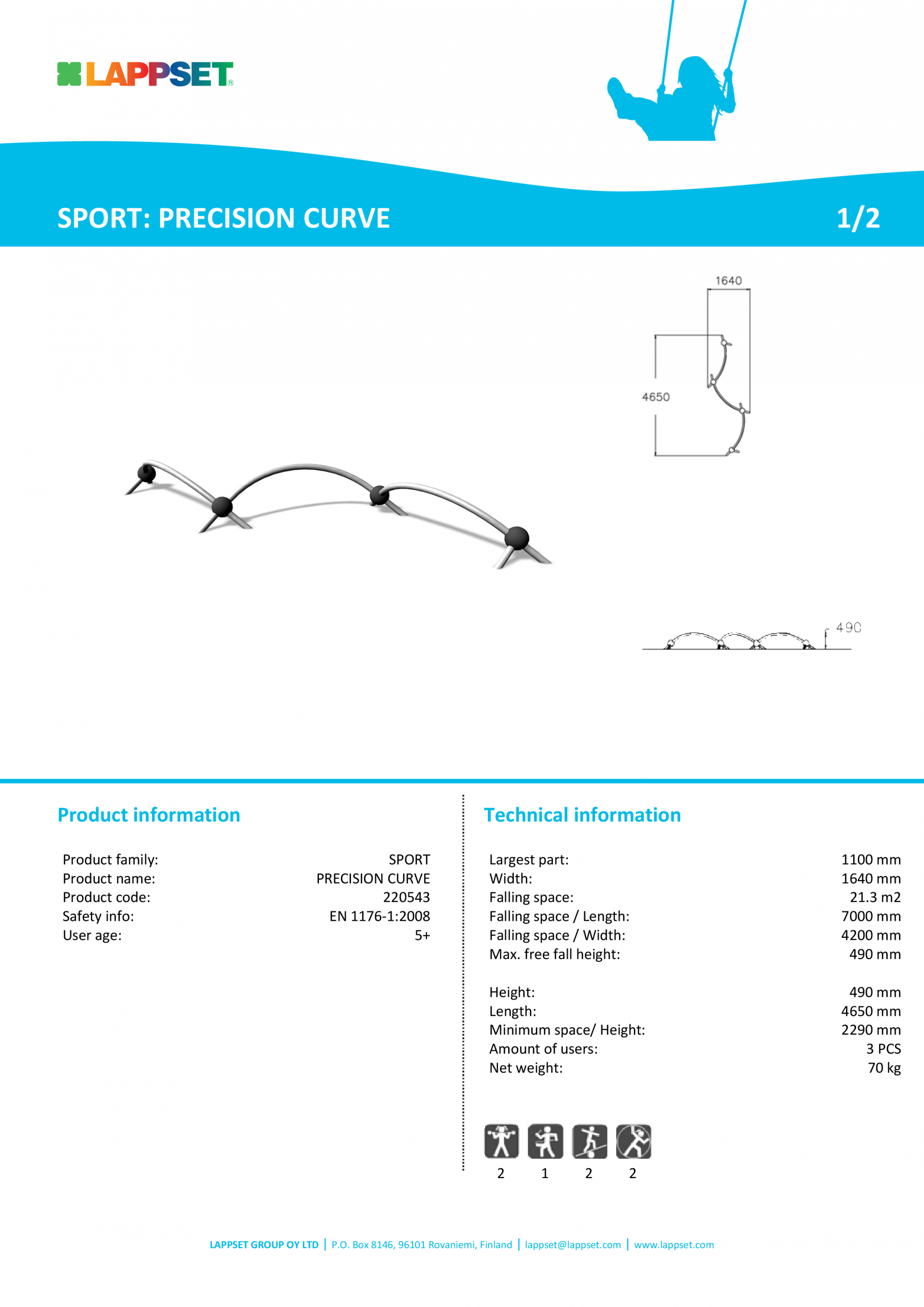 Echipament de joaca pentru copii PRECISION CURVE 220543 LAPPSET CLOXX ...