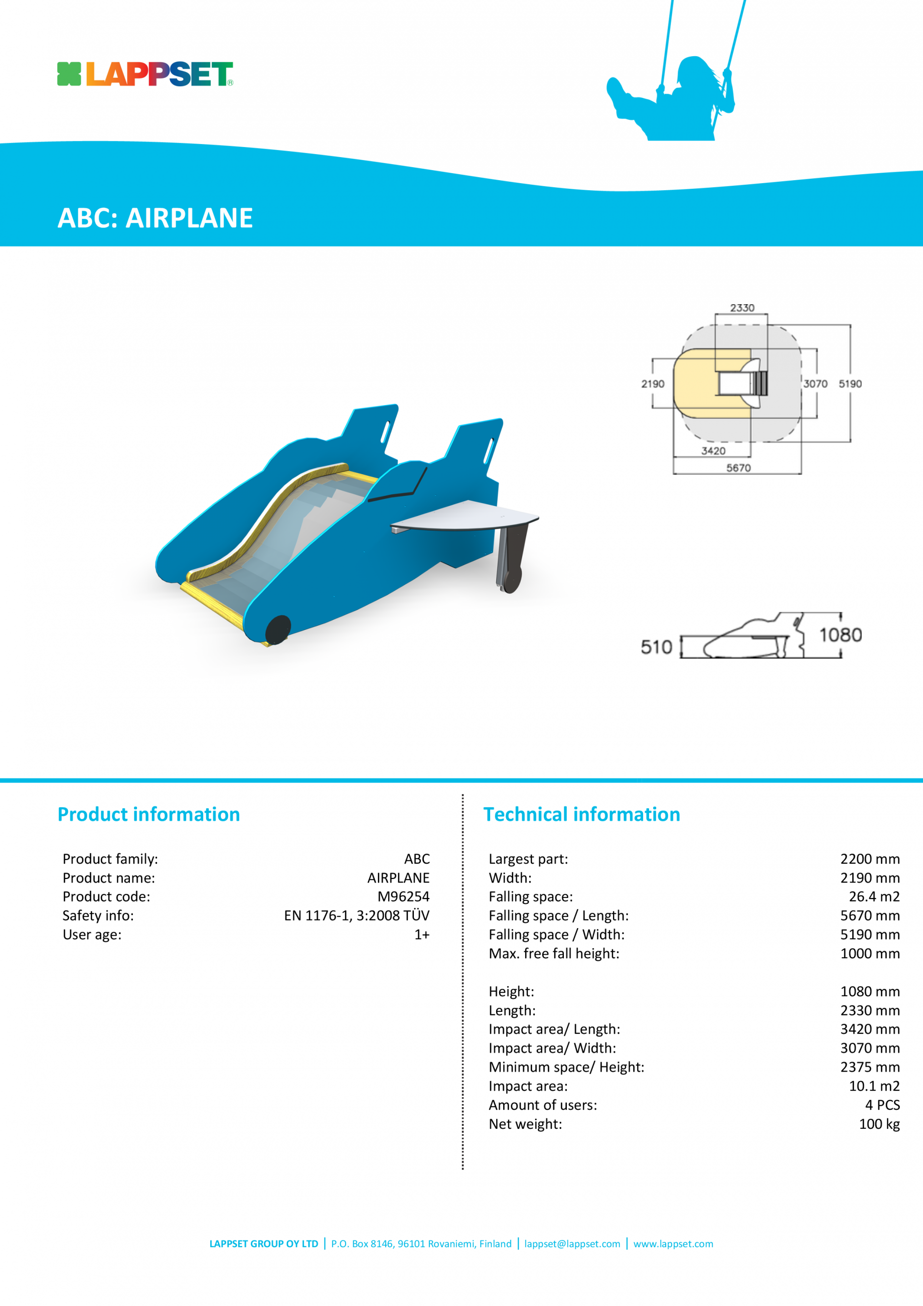 Echipament de joaca pentru copii sub 4 ani Avion M96254 LAPPSET FINNO ...