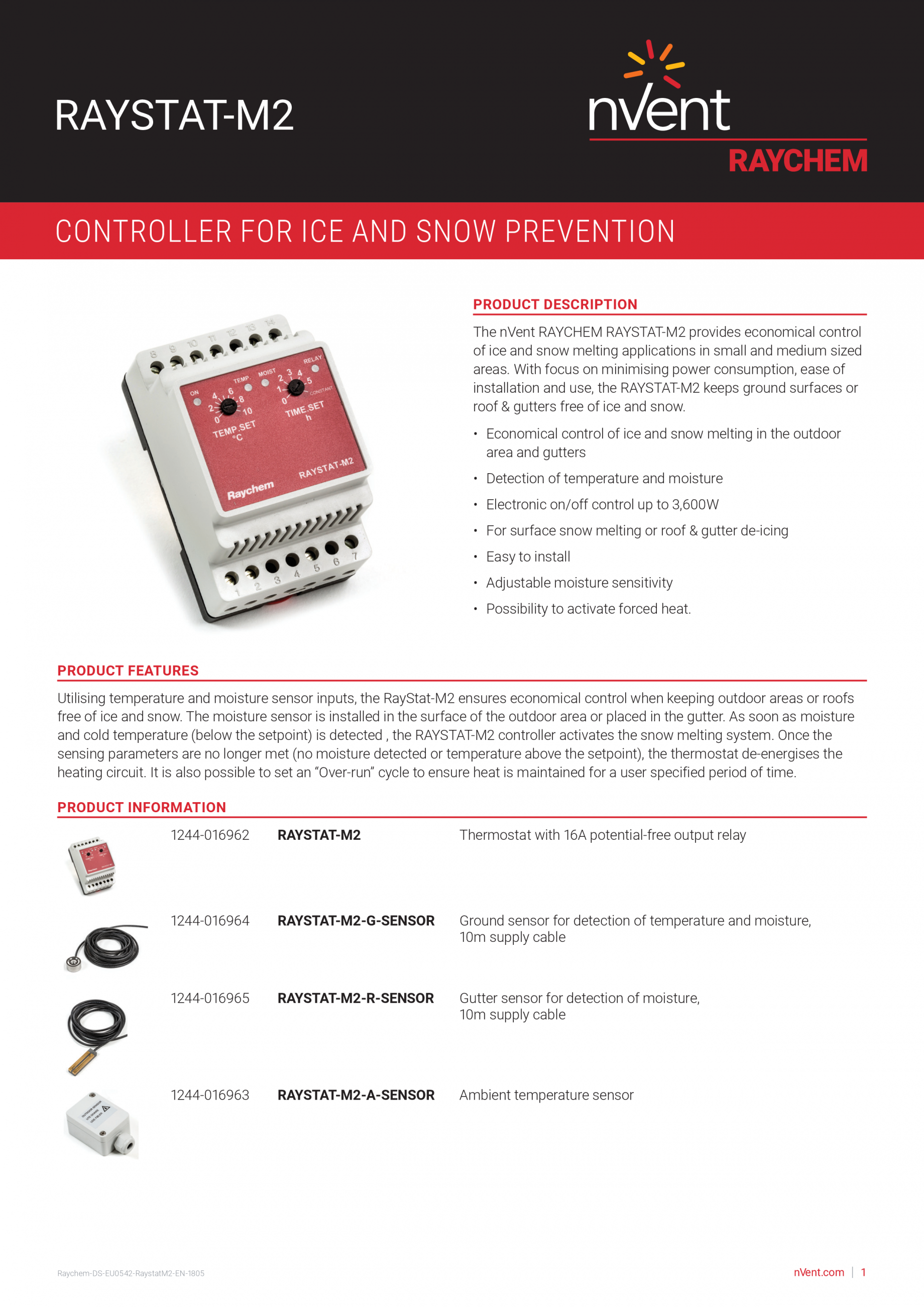 Termostat Raystat-M2 pentru topirea economica a ghetii și a zapezii de ...