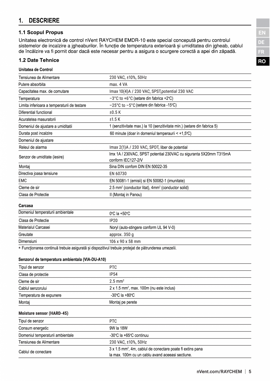 Unitate de comanda pentru controlul incalzirii jgheaburilor RAYCHEM ...