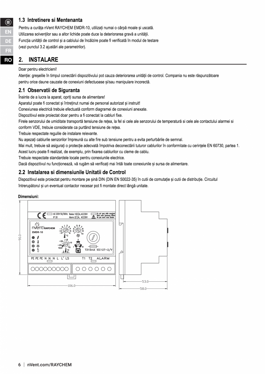 Unitate de comanda pentru controlul incalzirii jgheaburilor RAYCHEM ...