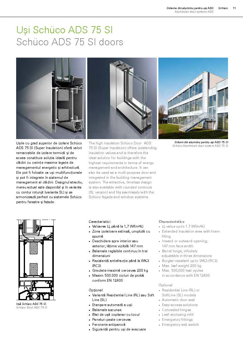 Sisteme de profile pentru usi ADS SCHUCO ADS 50.NI, ADS 65, ADS 65 HD ...