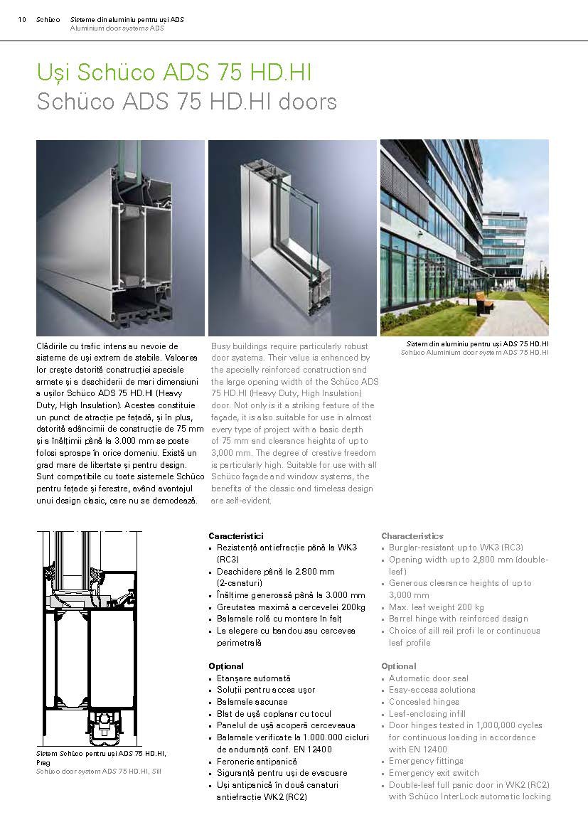 Sisteme de profile pentru usi ADS SCHUCO ADS 50.NI, ADS 65, ADS 65 HD ...