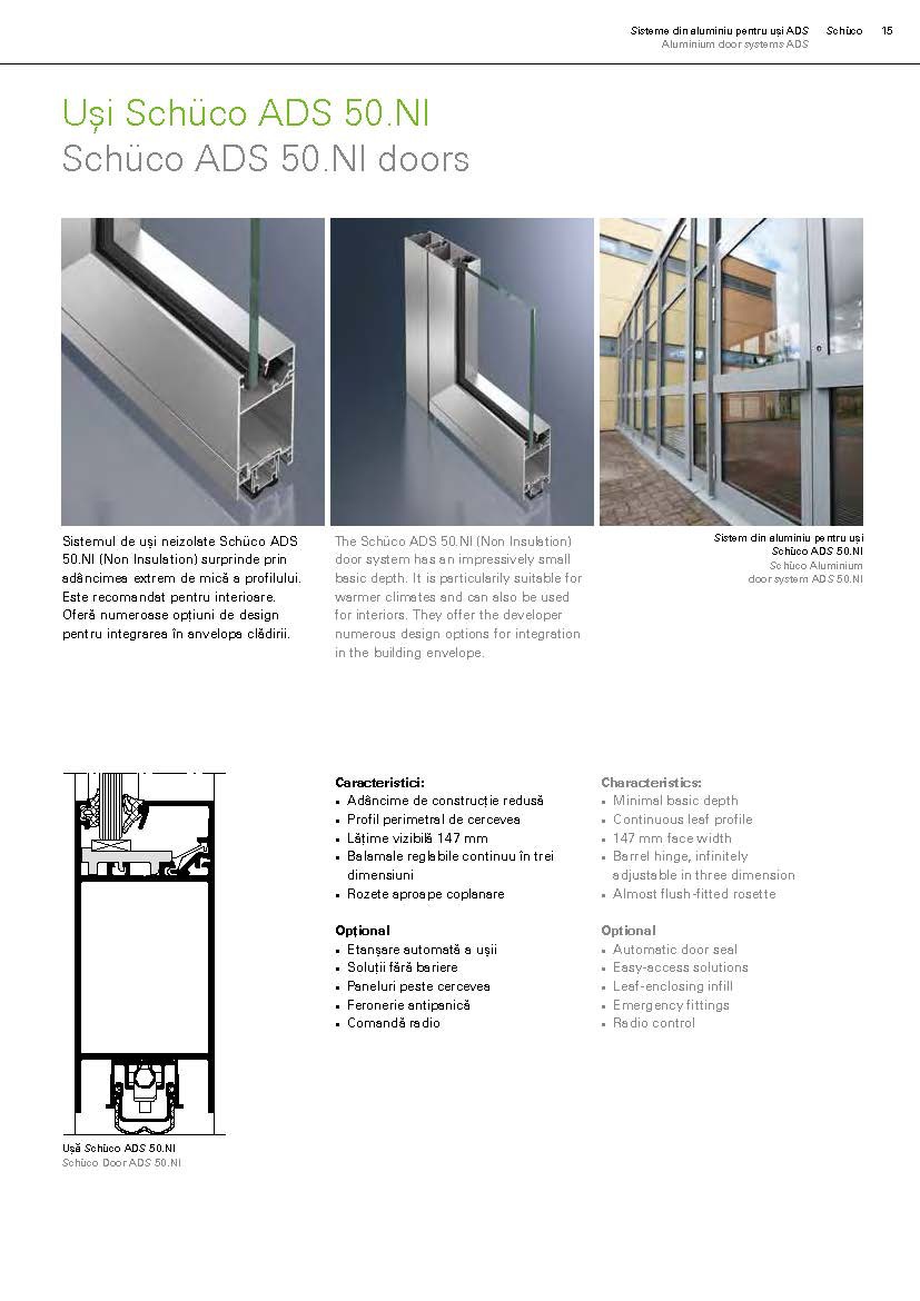 Sisteme de profile pentru usi ADS SCHUCO ADS 50.NI, ADS 65, ADS 65 HD, ADS 70 HD, ADS 70.HI, ADS ...