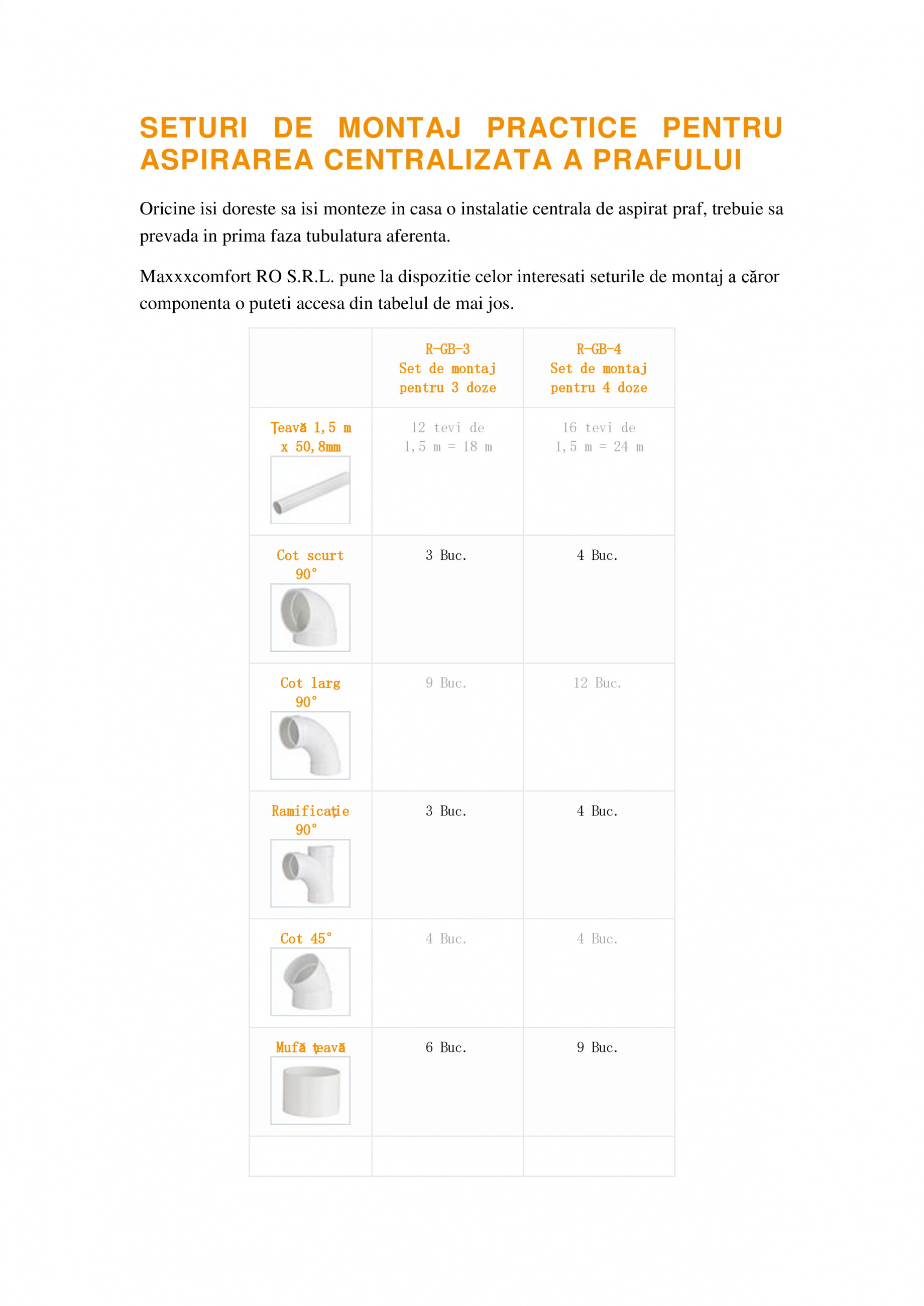 Instructiuni de montaj instalatie de aspirare centralizata Instructiuni ...