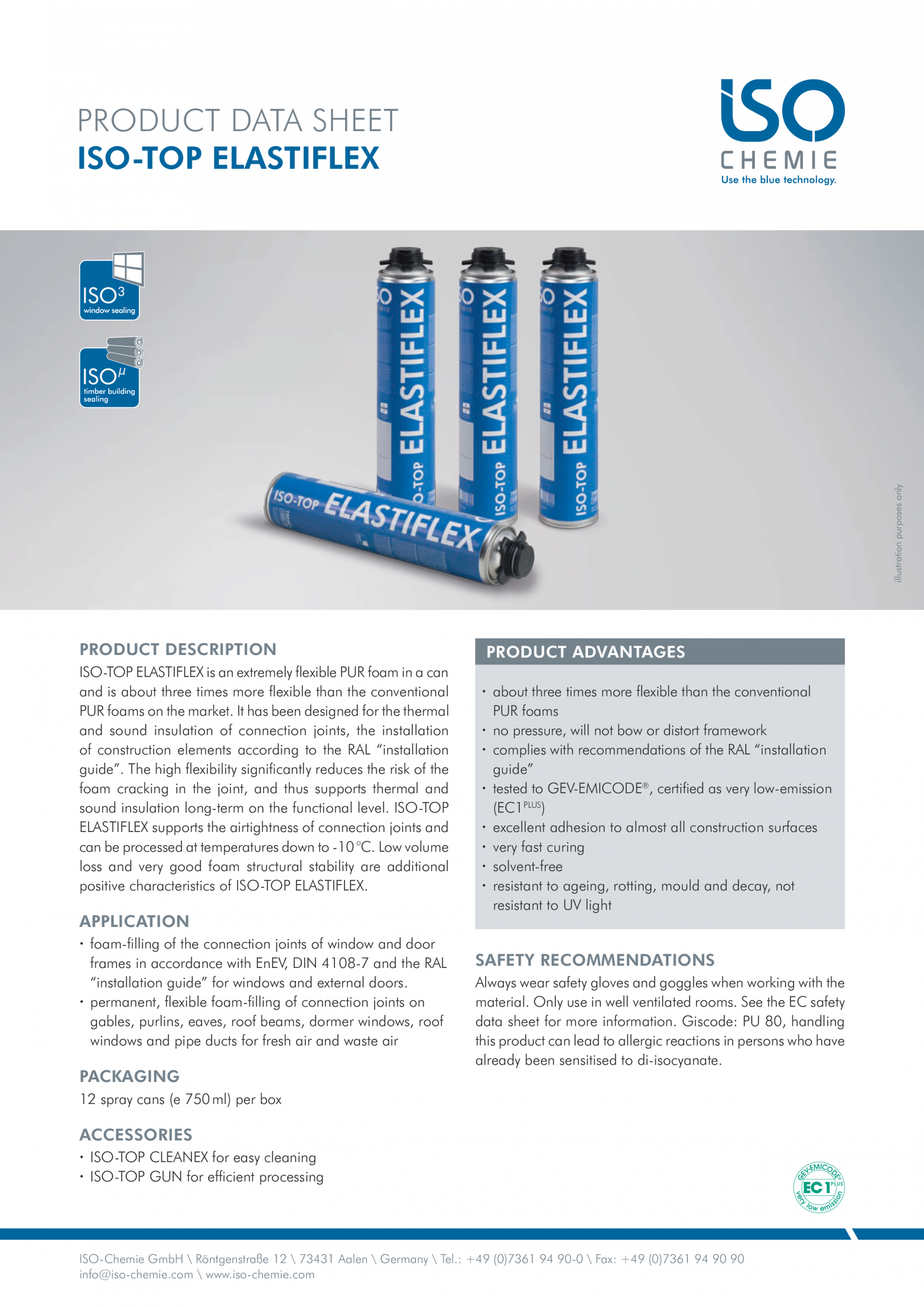 Spuma PUR ISO Chemie ISO-TOP ELASTIFLEX Fisa tehnica Engleza