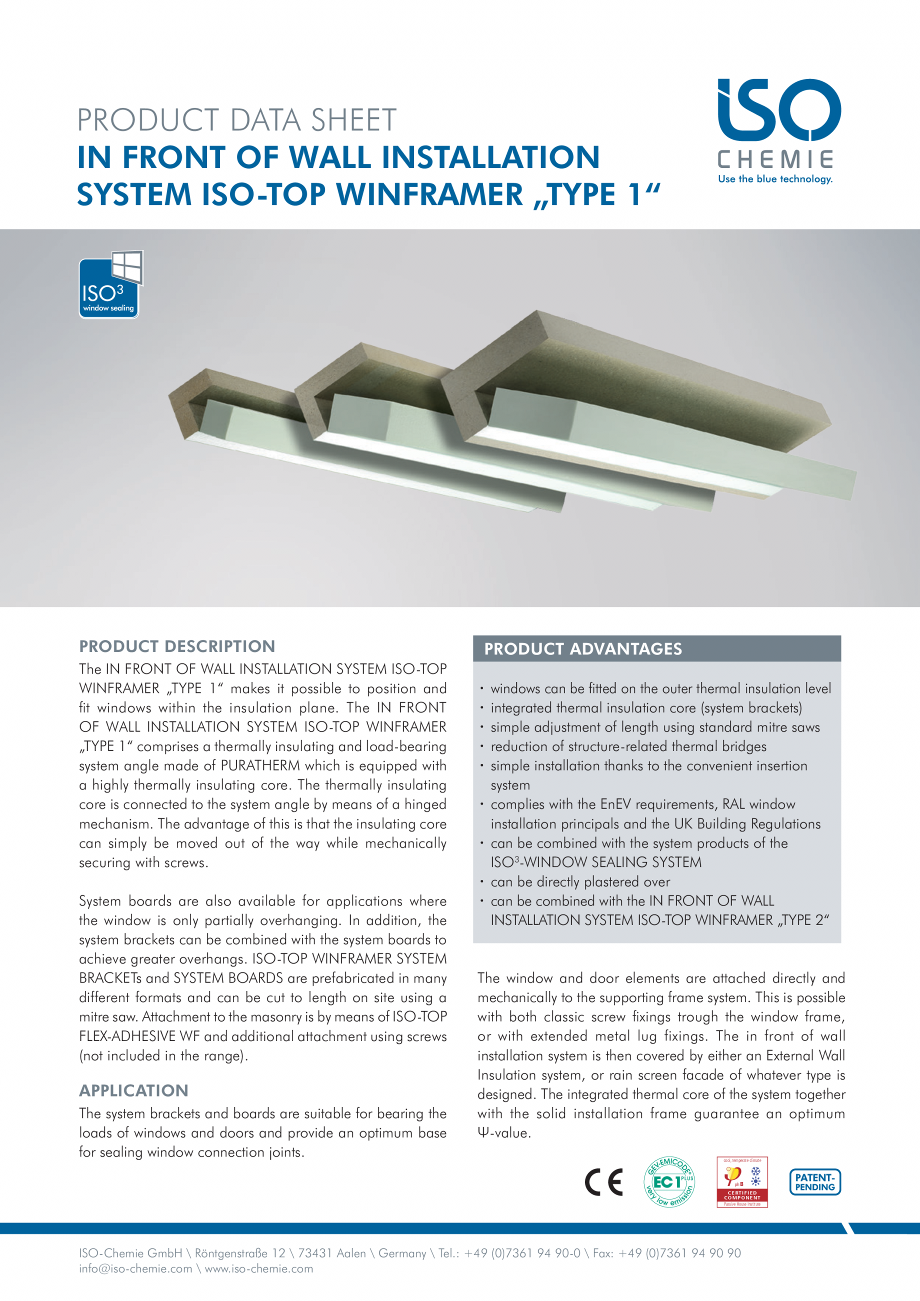 Precadru ISO Chemie ISO-TOP WINFRAMER Type 1 Fisa tehnica Engleza