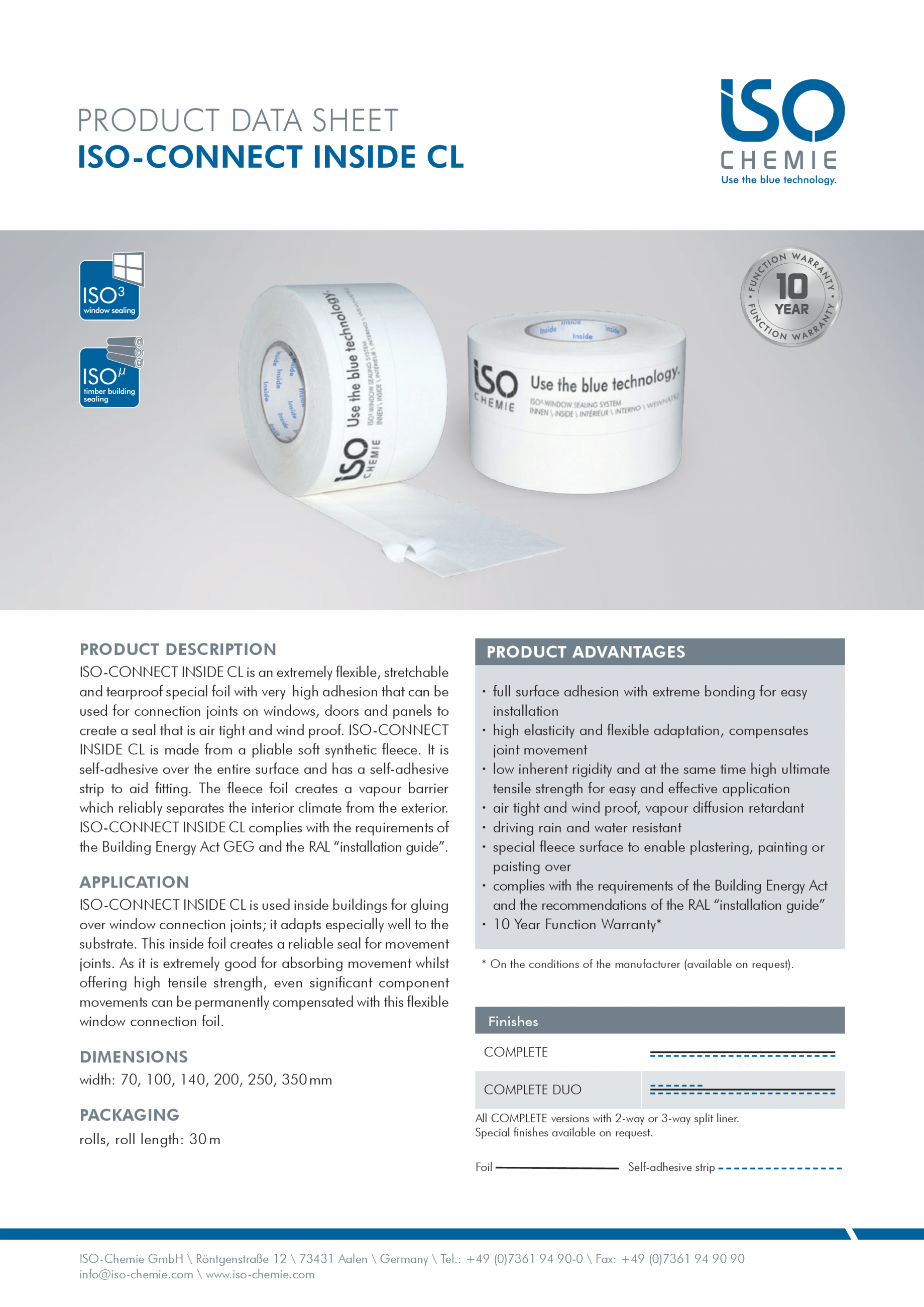 Folie bariera de vapori ISO Chemie ISO-CONNECT INSIDE CL Fisa tehnica ...