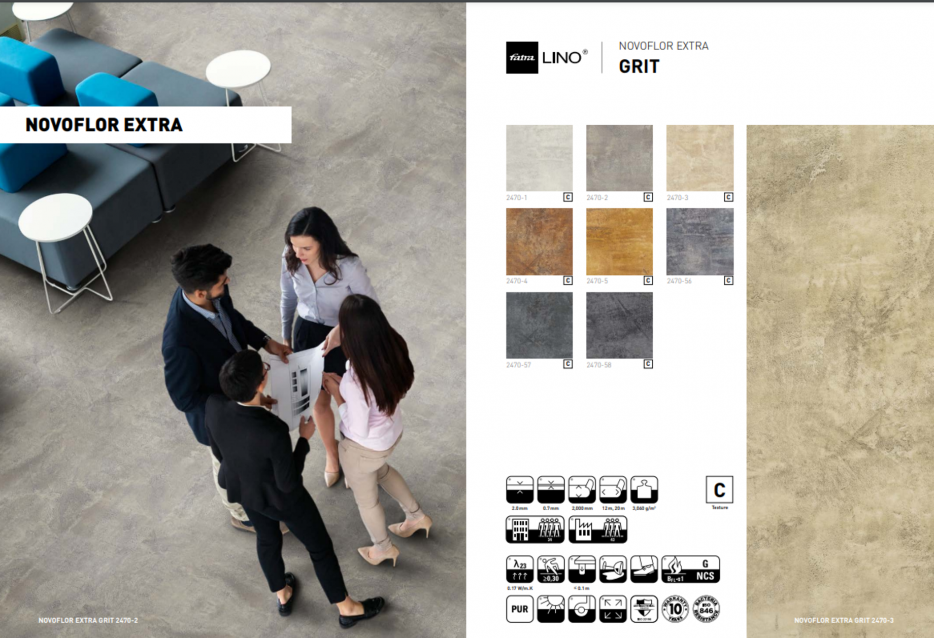 Pardoseala din PVC Fatra Novoflor Extra Grit Fisa tehnica Romana
