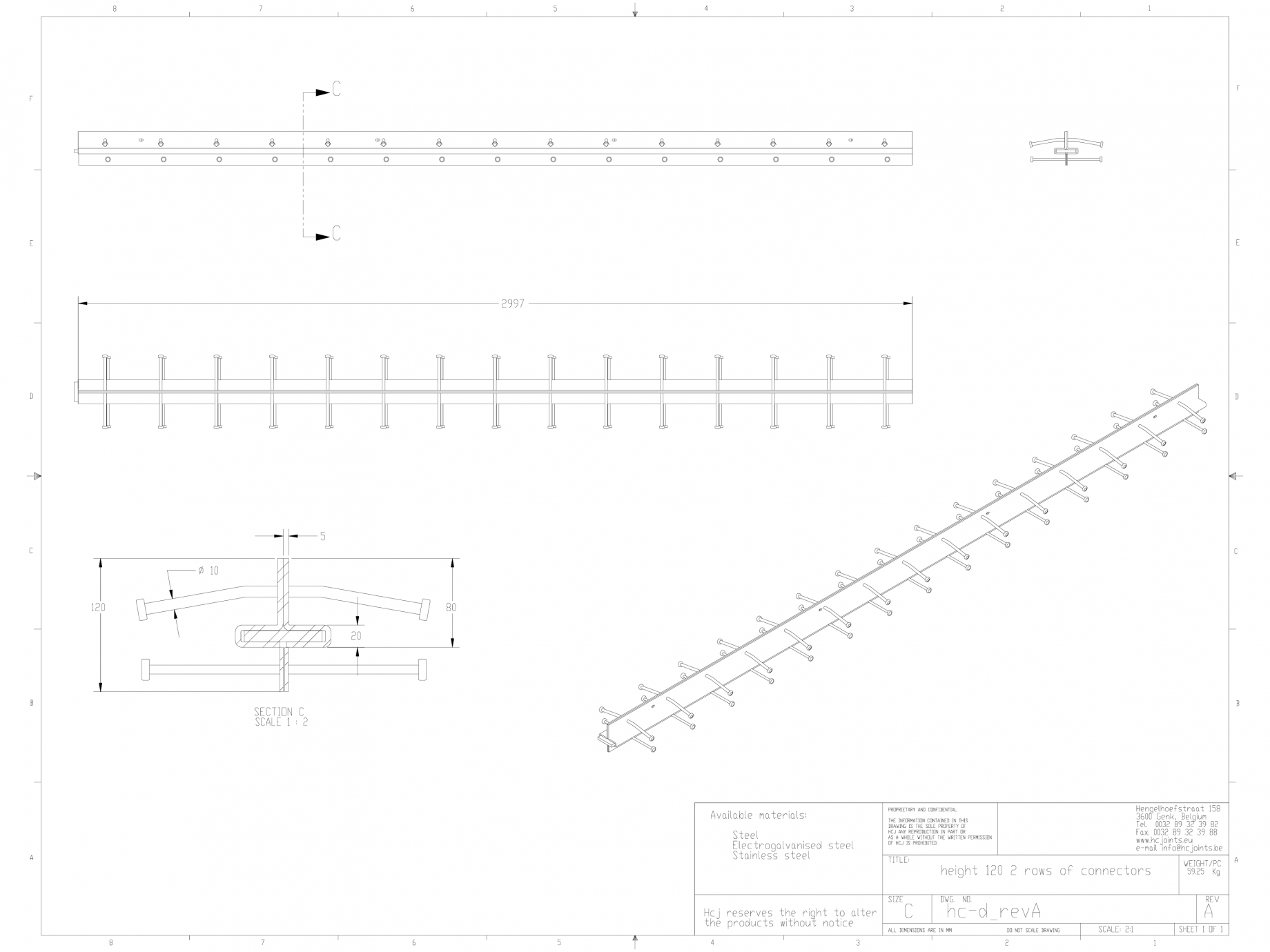 CAD-DWG Profile pentru rosturi 120x2 HCJ Detaliu de produs HC-Delta (+)